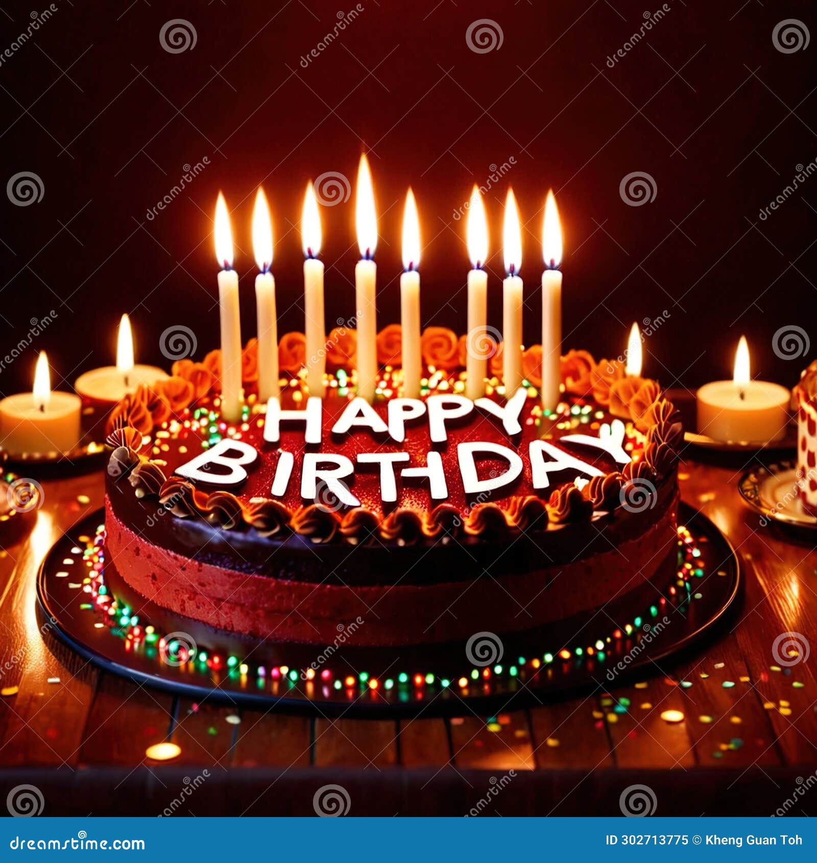 Birthday Cake with Text Writing Happy Birthday Stock Illustration ...