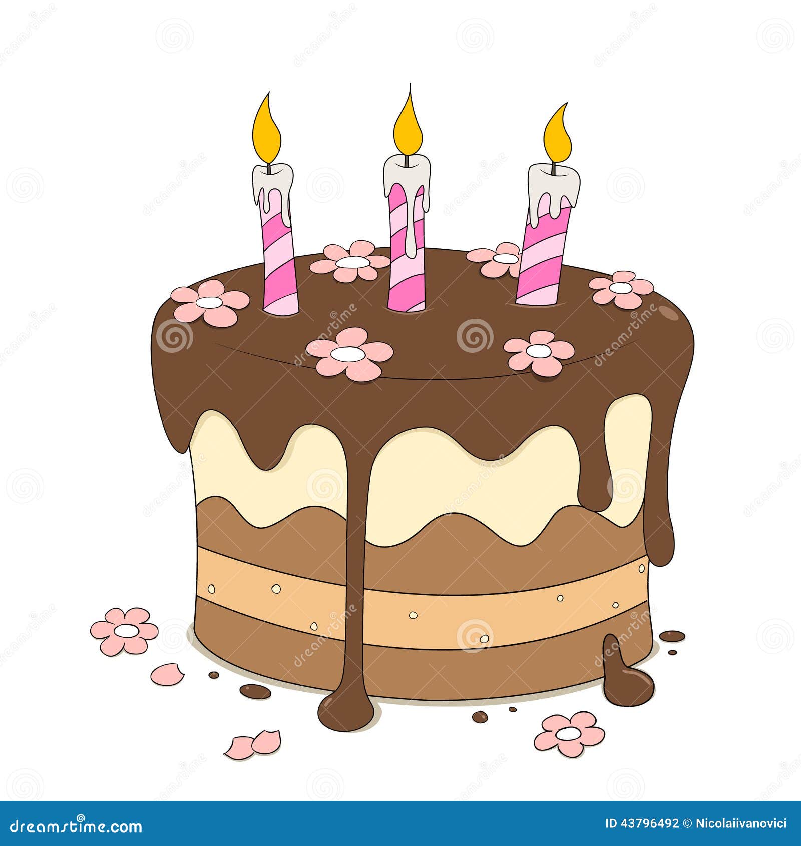 Birthday cake stock vector. Illustration of sweet, celebration - 43796492