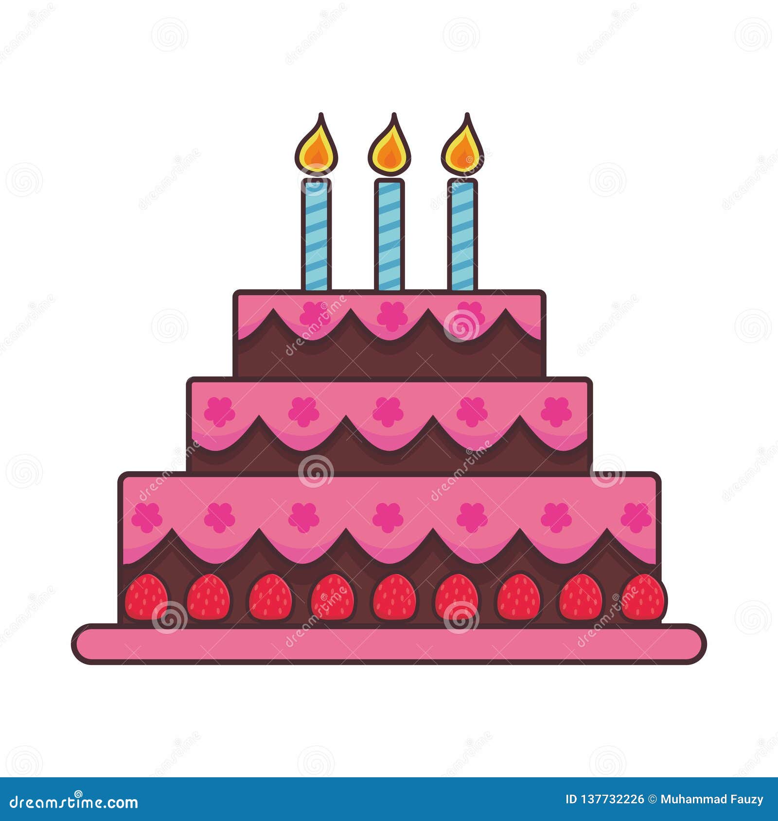 Birthday Cake Cartoon Illustration on Isolated Background Stock Vector ...