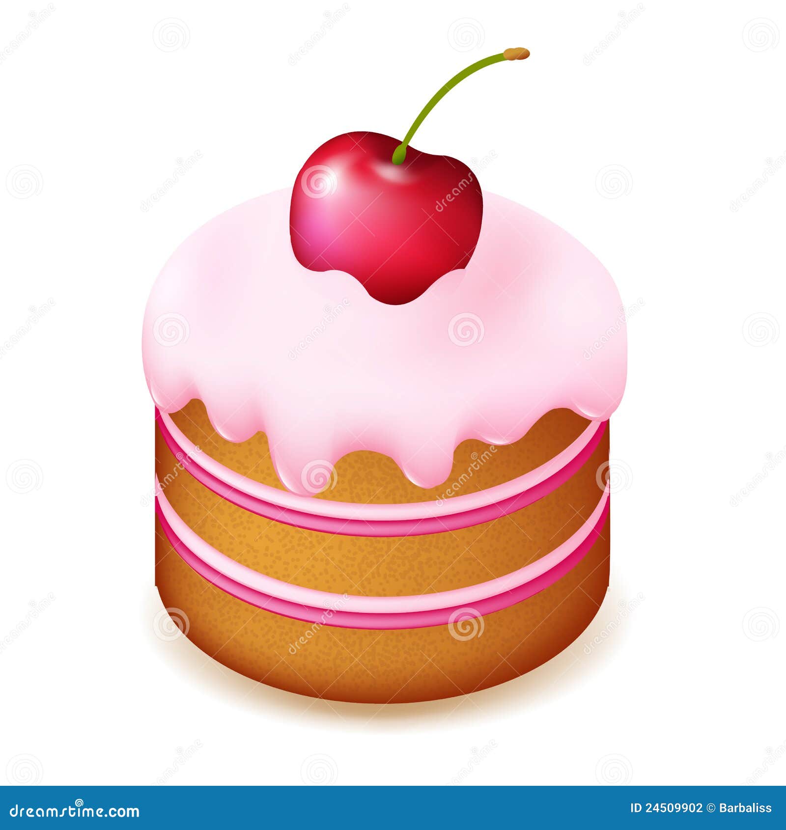 Birthday Cake with Cherry stock vector. Illustration of dark - 24509902