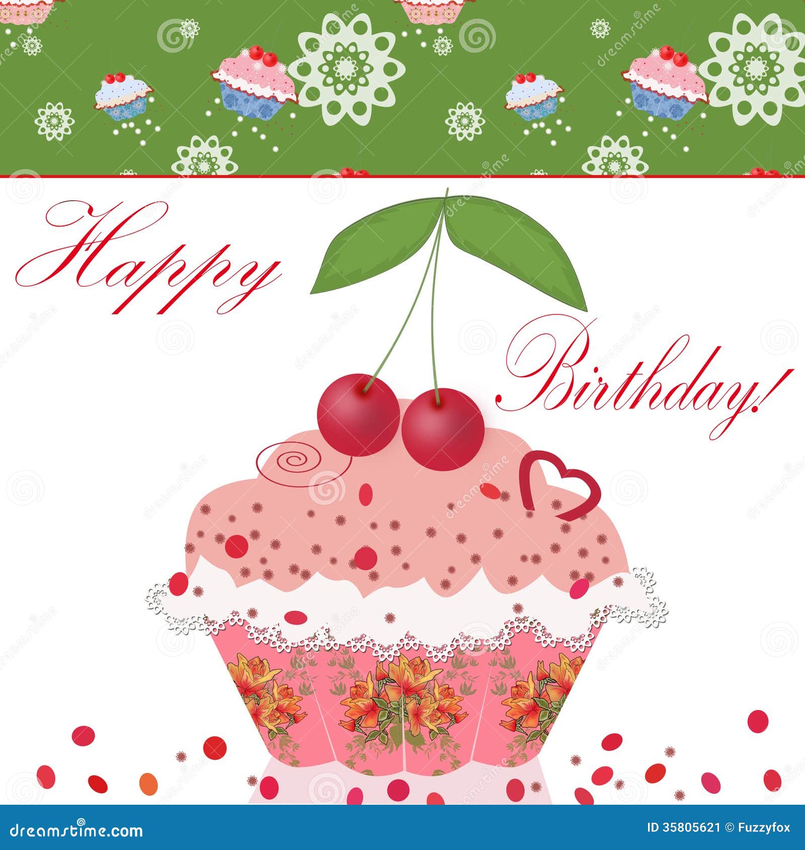 Birthday cake with cherry stock illustration. Illustration of bakery ...