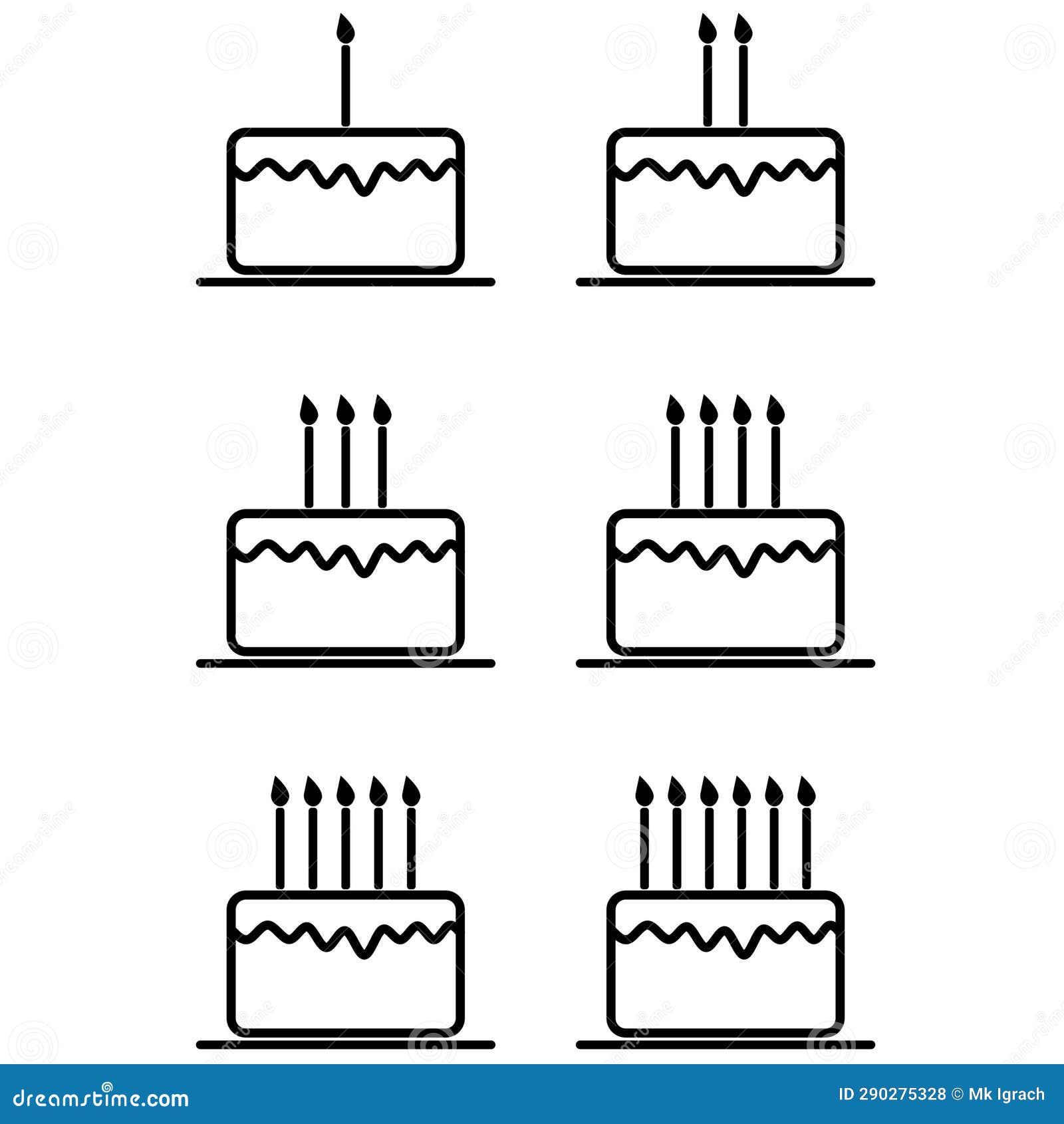 Birthday Cake Collection Icons Stock Illustration - Illustration of ...