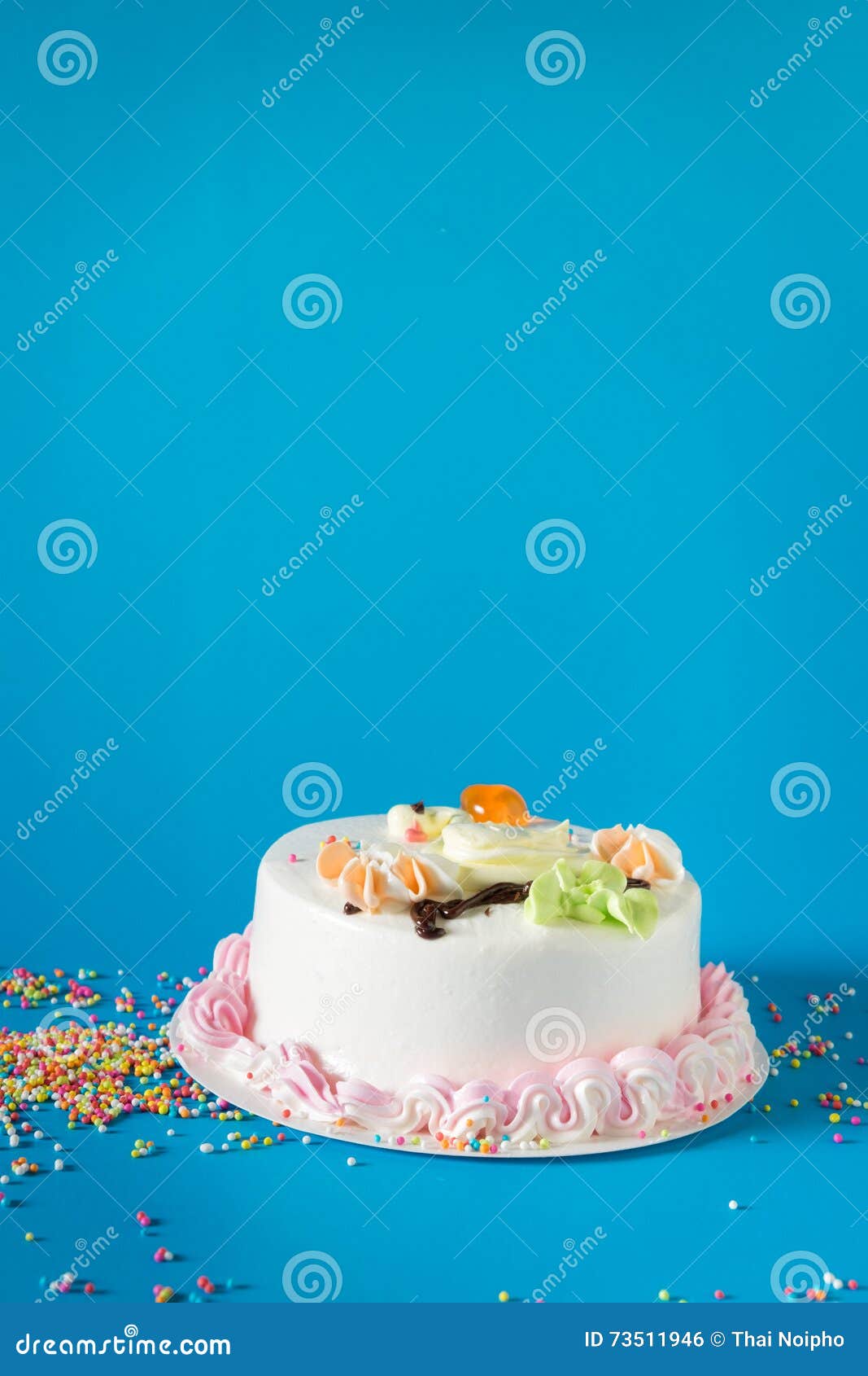 Birthday Cake on Color Background Stock Photo - Image of background ...