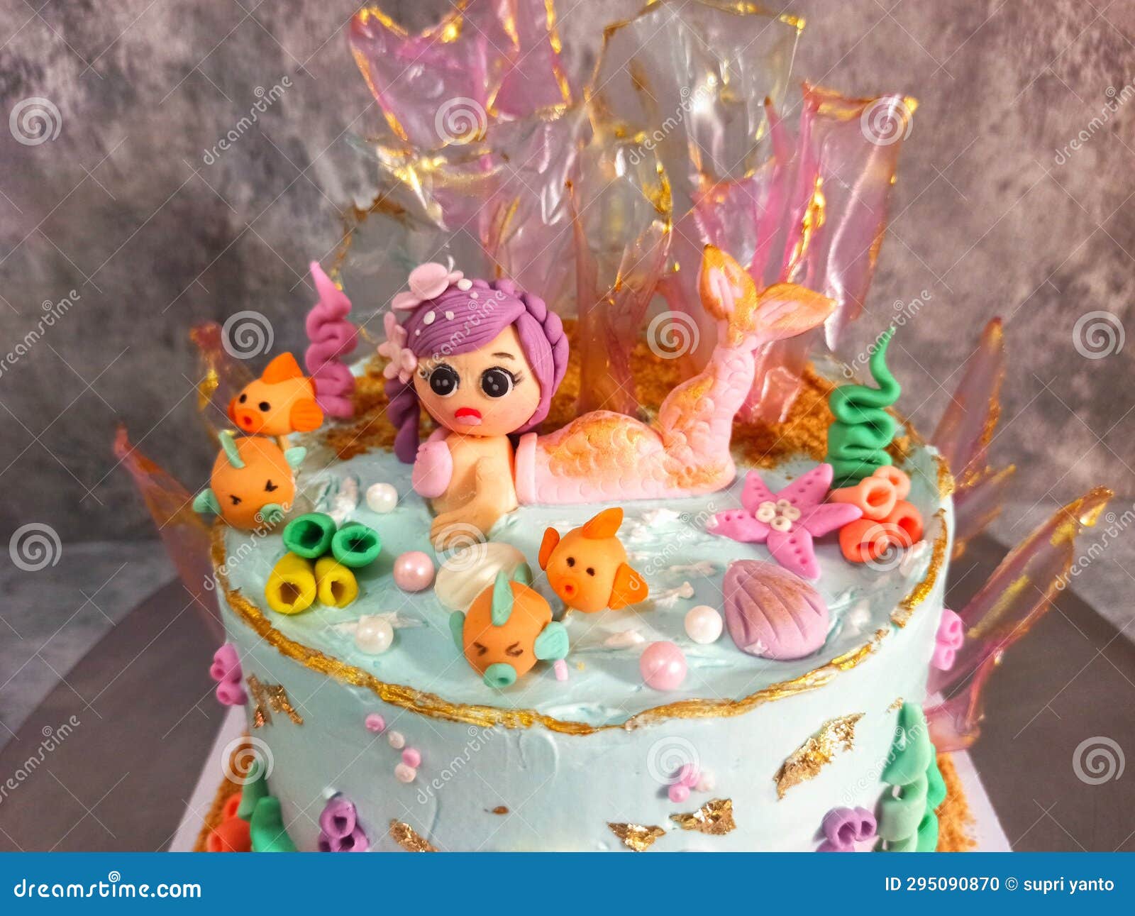 Birthday Cake with a 3D Mermaid Theme Shaped Using Fondant Stock Photo ...