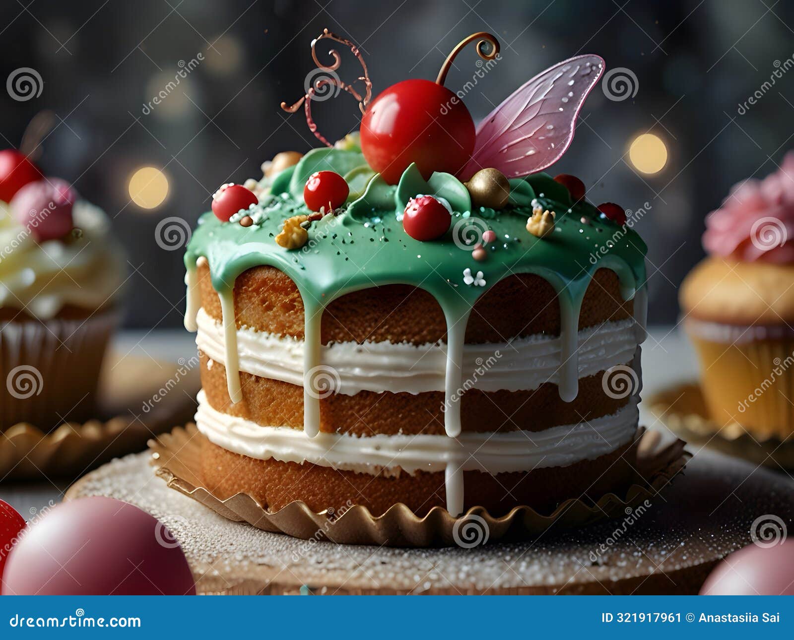 Birthday Cake with Decorations Stock Image - Image of sprinkles, cake ...