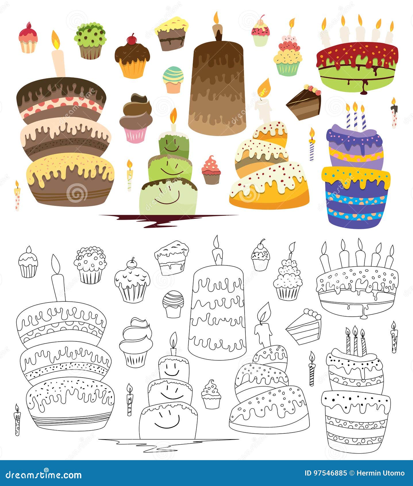 Birthday Cake Design Elements Stock Vector - Illustration of dessert ...