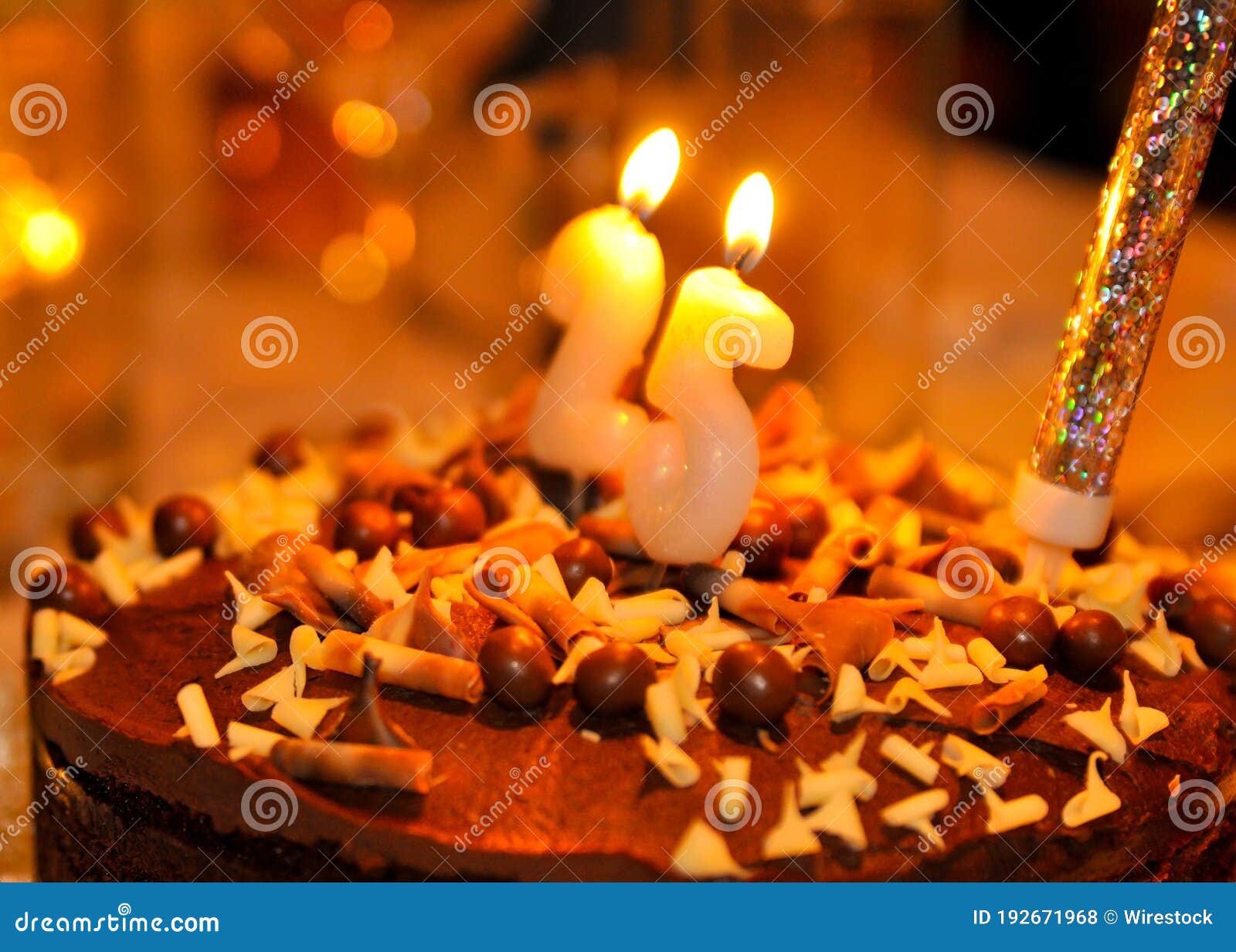 Birthday cake and firework stock photo. Image of celebrate - 192671968