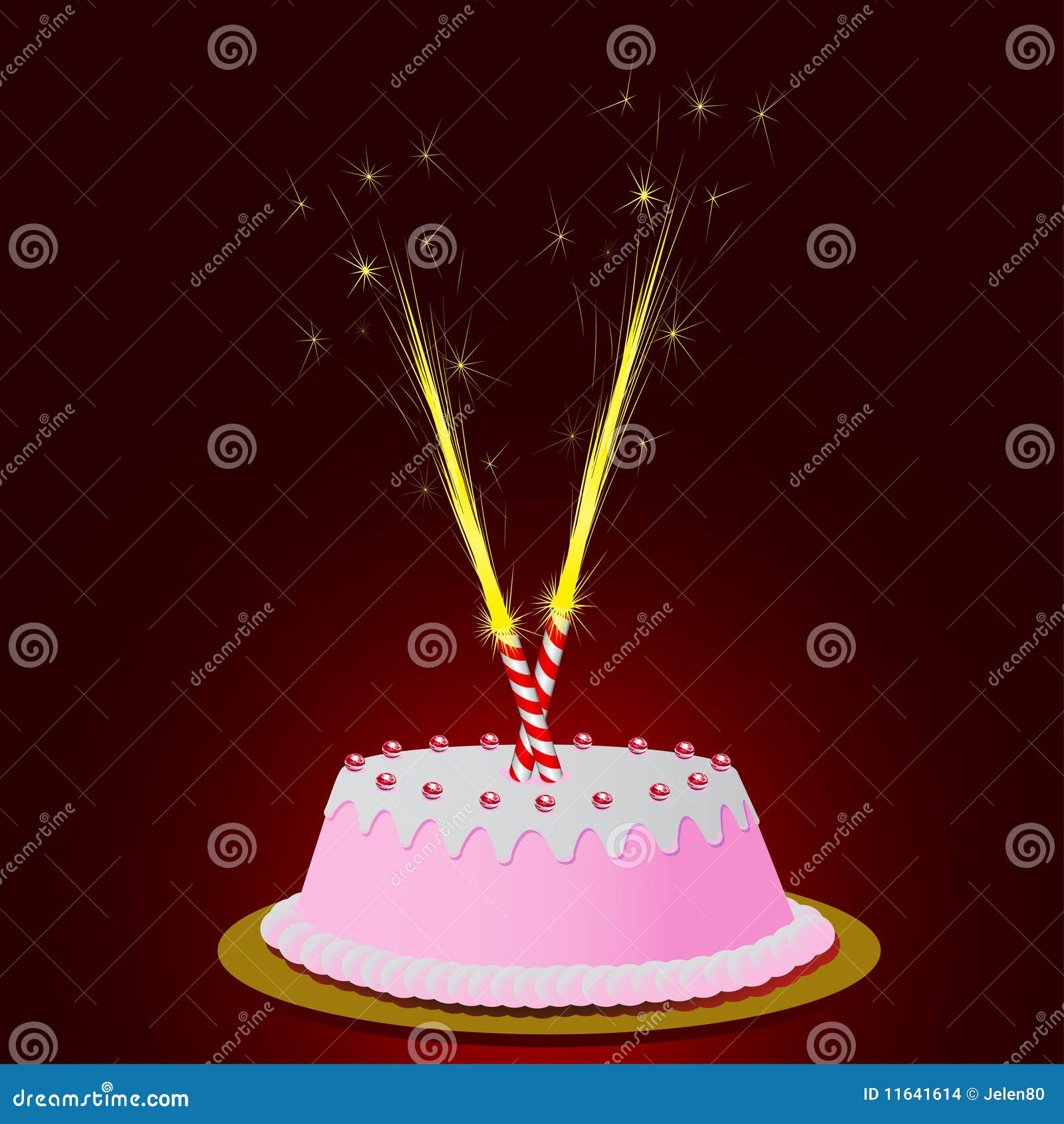 Birthday cake with flares stock vector. Illustration of plate - 11641614