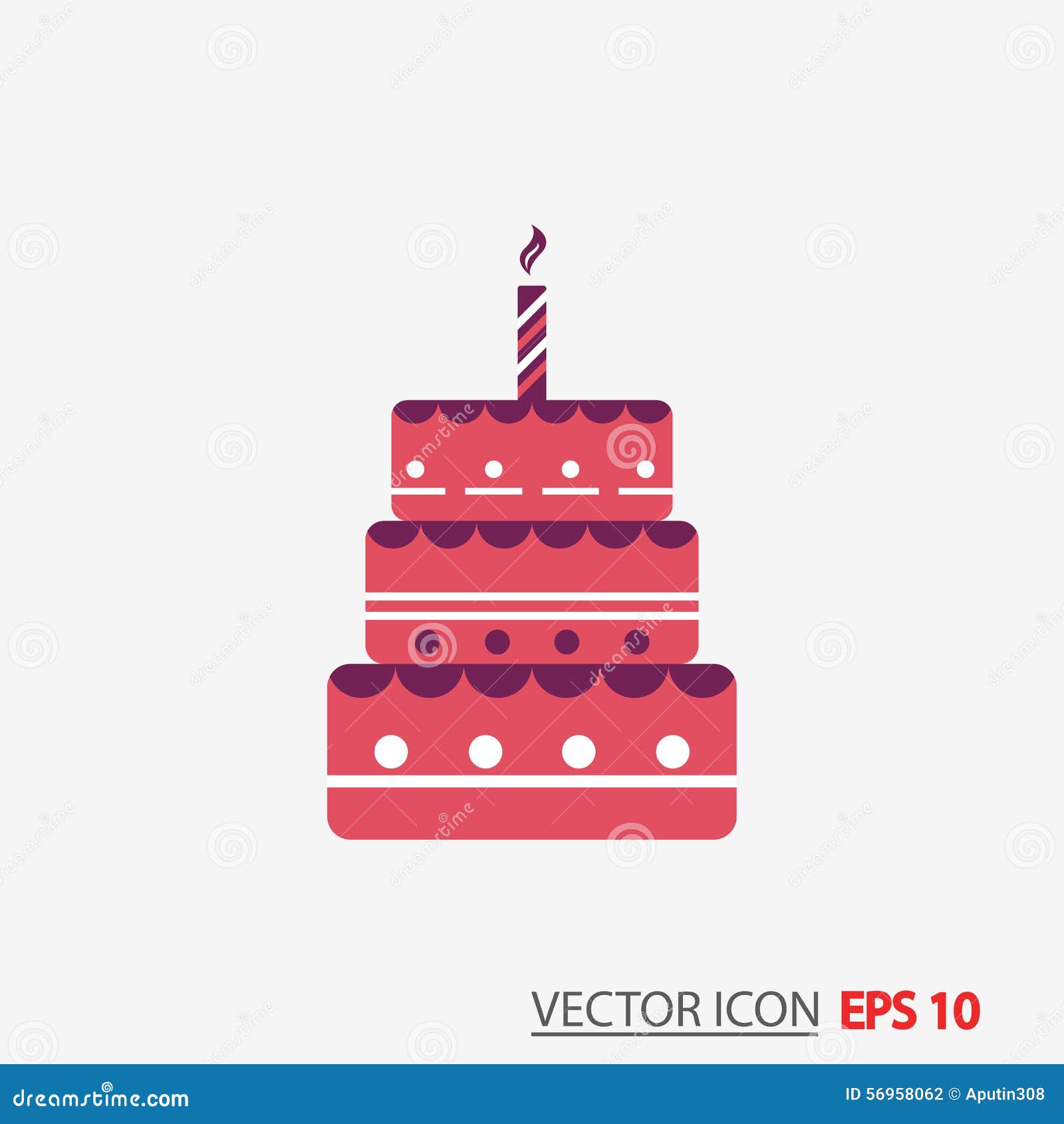 Birthday Cake Flat Icon with Long Shadow,eps10 Stock Illustration ...