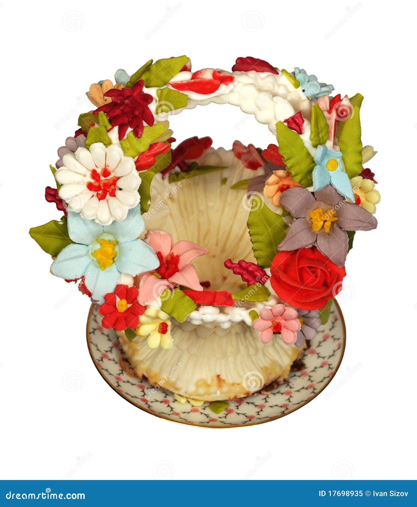 Birthday Cake in the Form of a Basket Stock Image - Image of fancy ...
