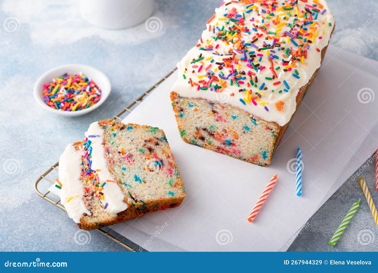 Birthday Cake or Funfetti Cake with Sprinkles and Frosting Stock Image ...