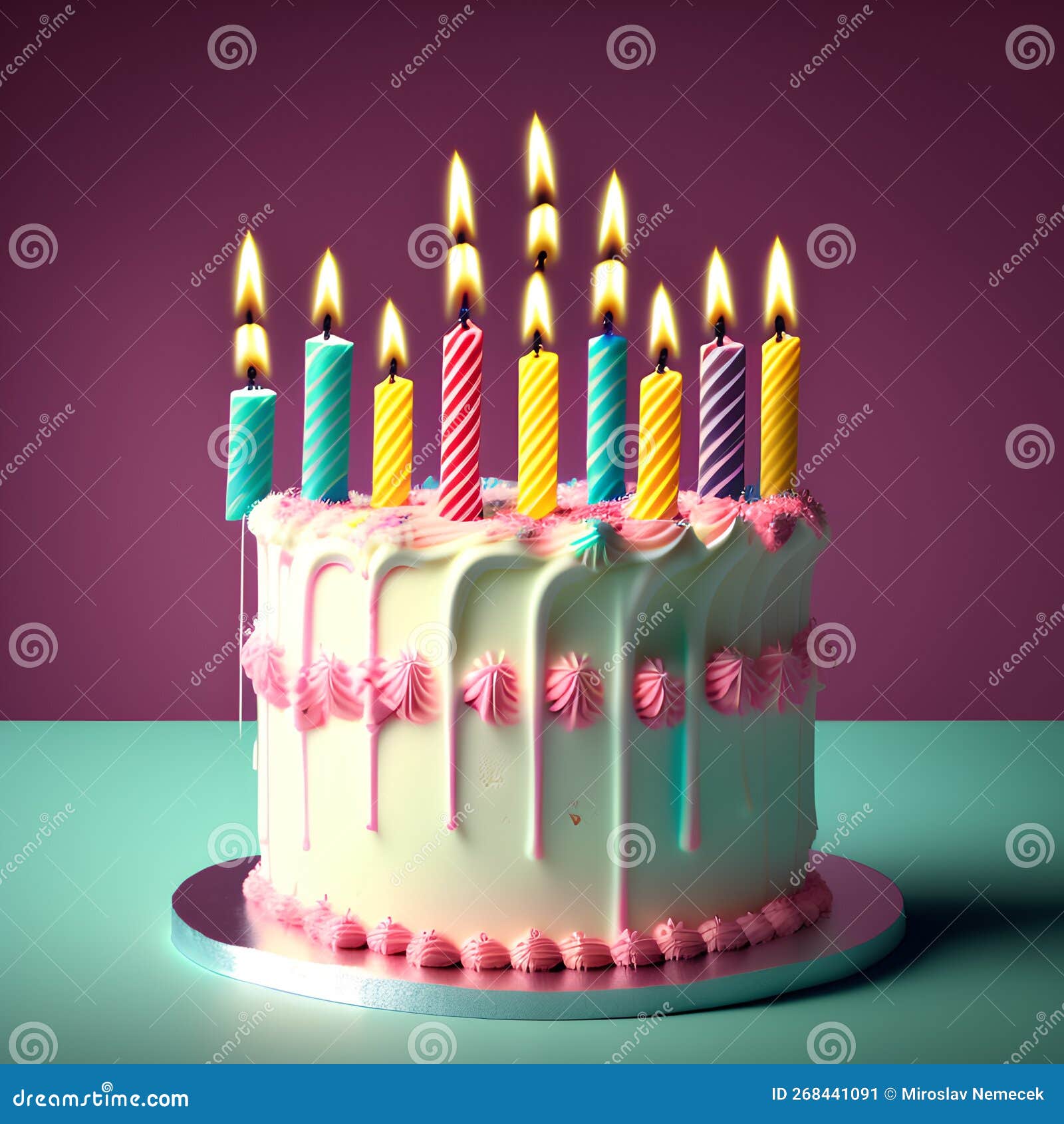 Birthday Cake, Generative AI Illustration Stock Illustration ...
