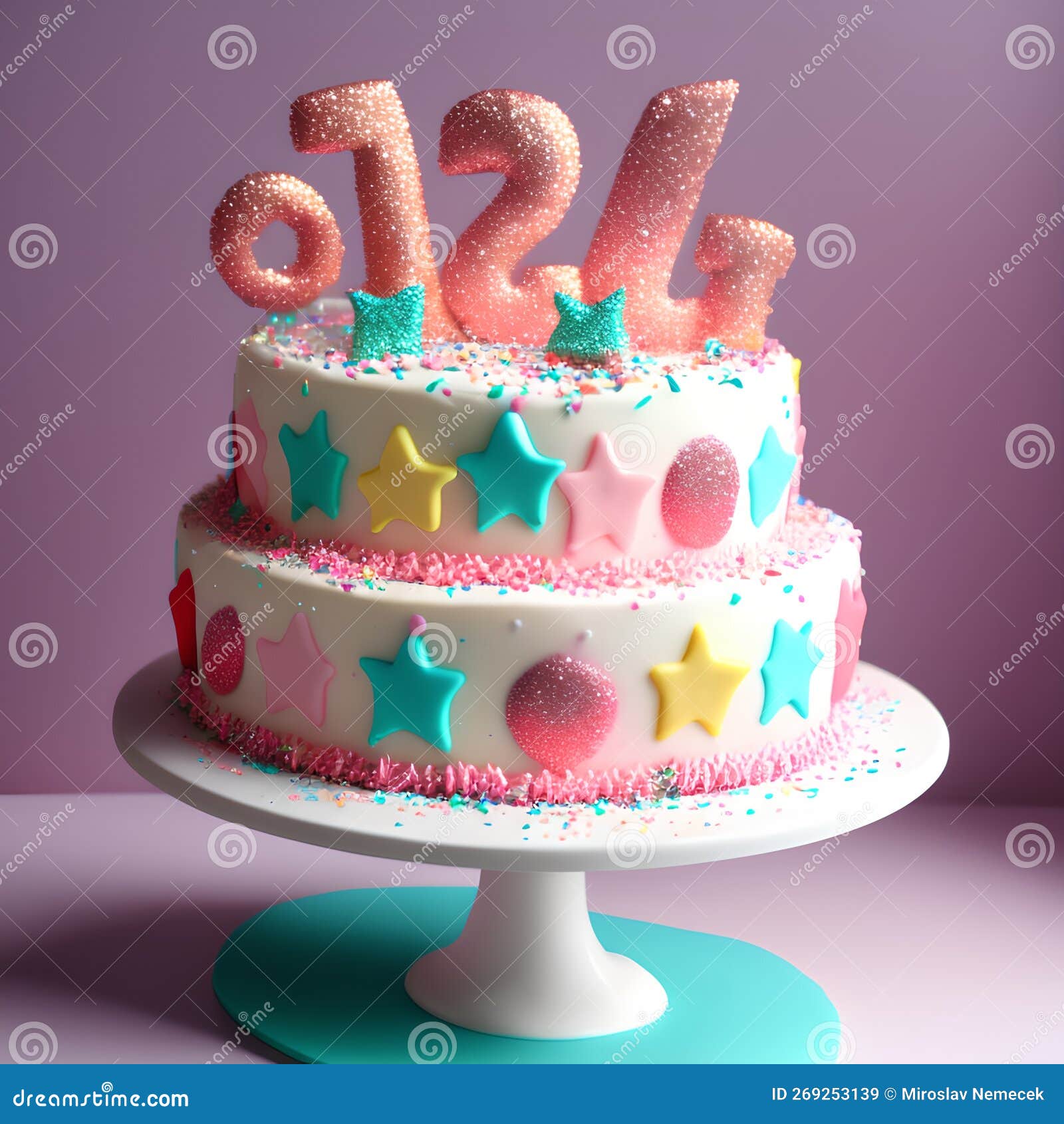 Birthday Cake, Generative AI Illustration Stock Image - Image of ...