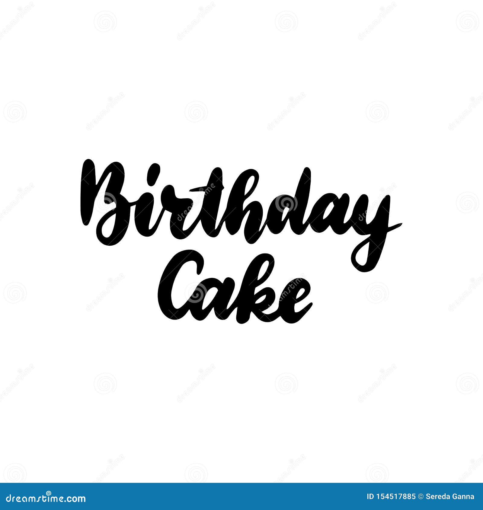 Birthday Cake Handwritten Lettering Stock Vector - Illustration of ...
