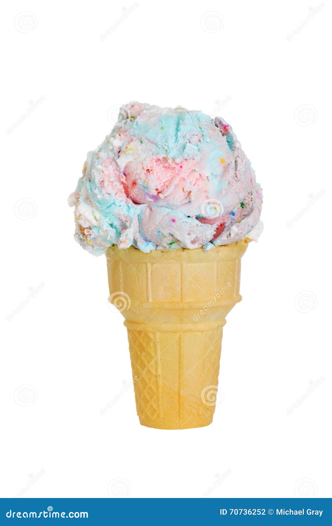 Birthday Cake Ice Cream in Cone Stock Photo - Image of birthday ...