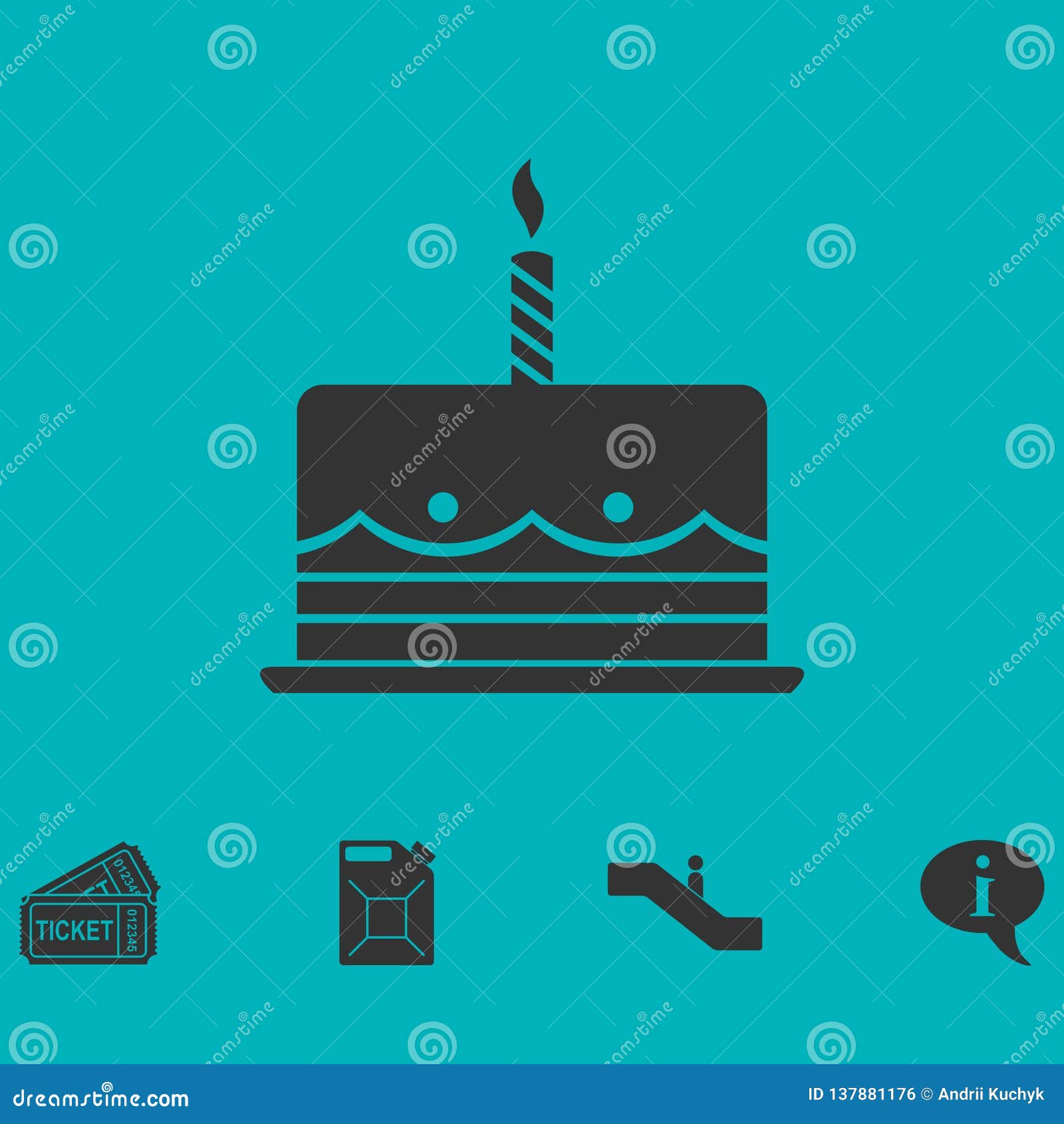 Birthday cake icon flat stock vector. Illustration of graphic - 137881176