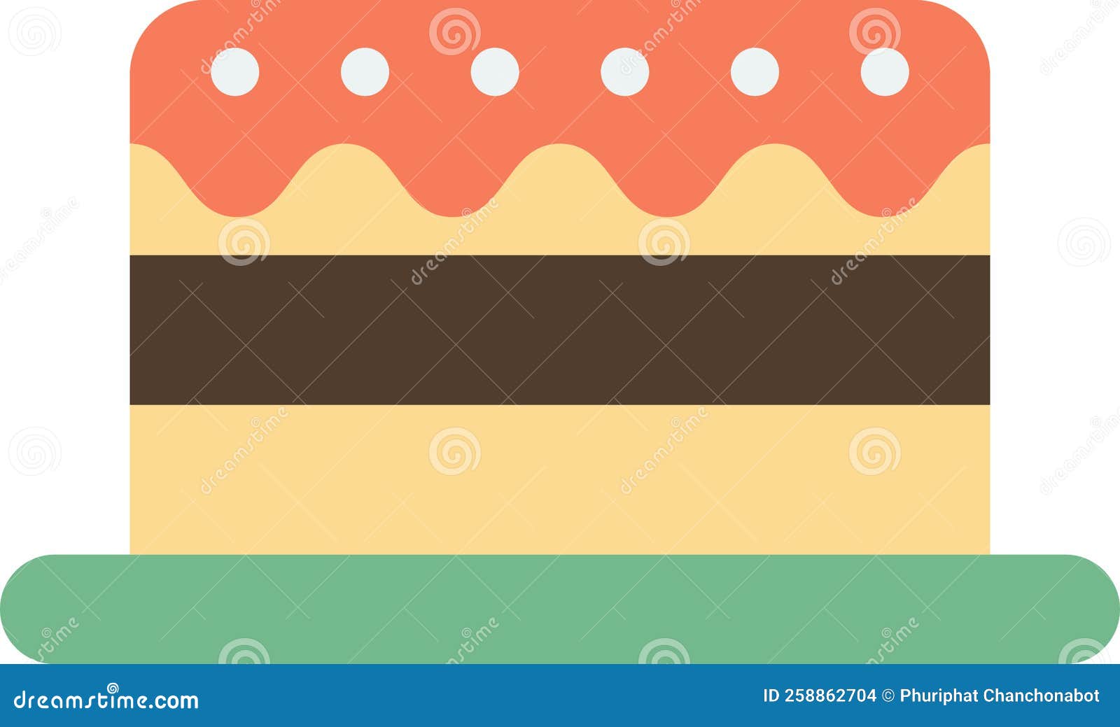 Birthday Cake Illustration in Minimal Style Stock Vector - Illustration ...