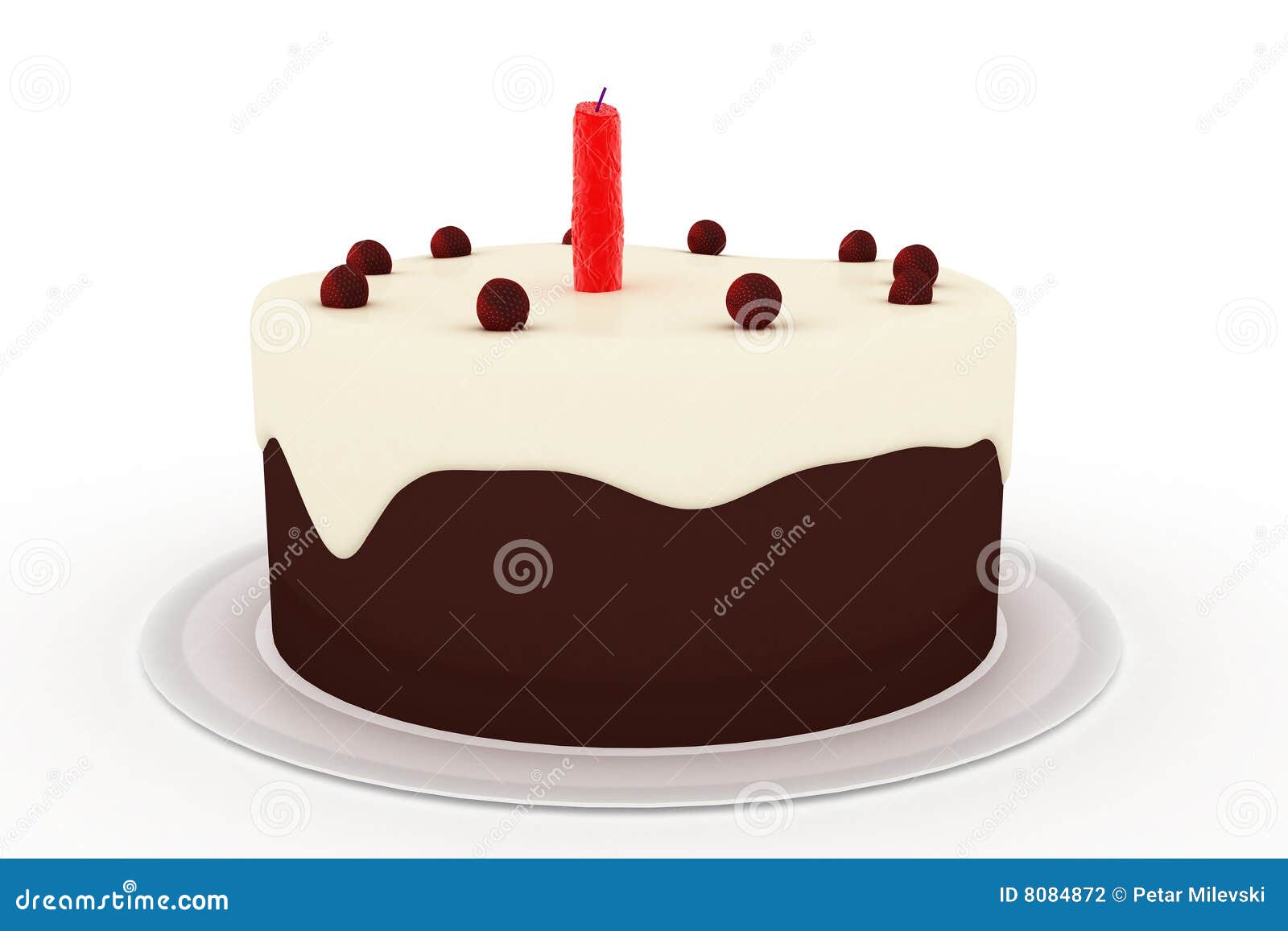 Birthday Cake Isolated on White Background Stock Illustration ...