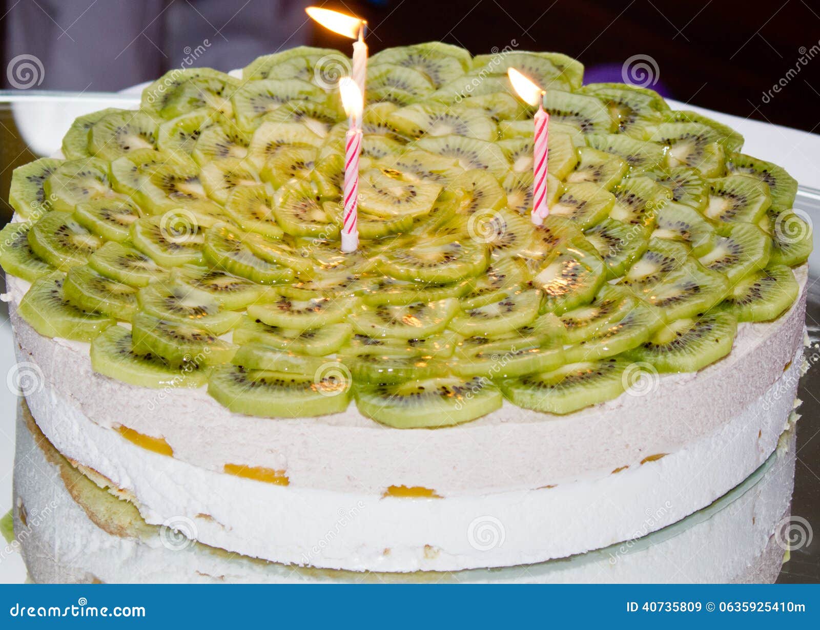 Birthday cake with kiwi stock image. Image of sweetness - 40735809