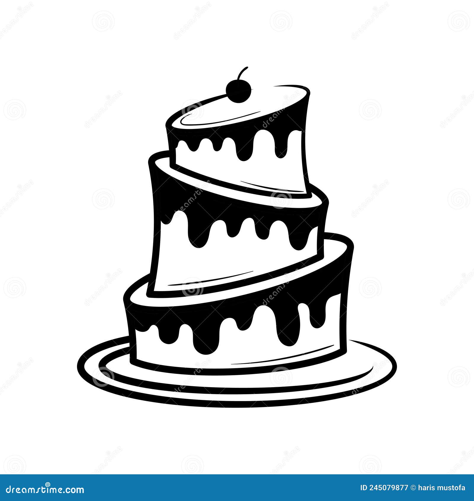 Birthday Cake Line Art Illustration Icon Design Template Vector Stock ...