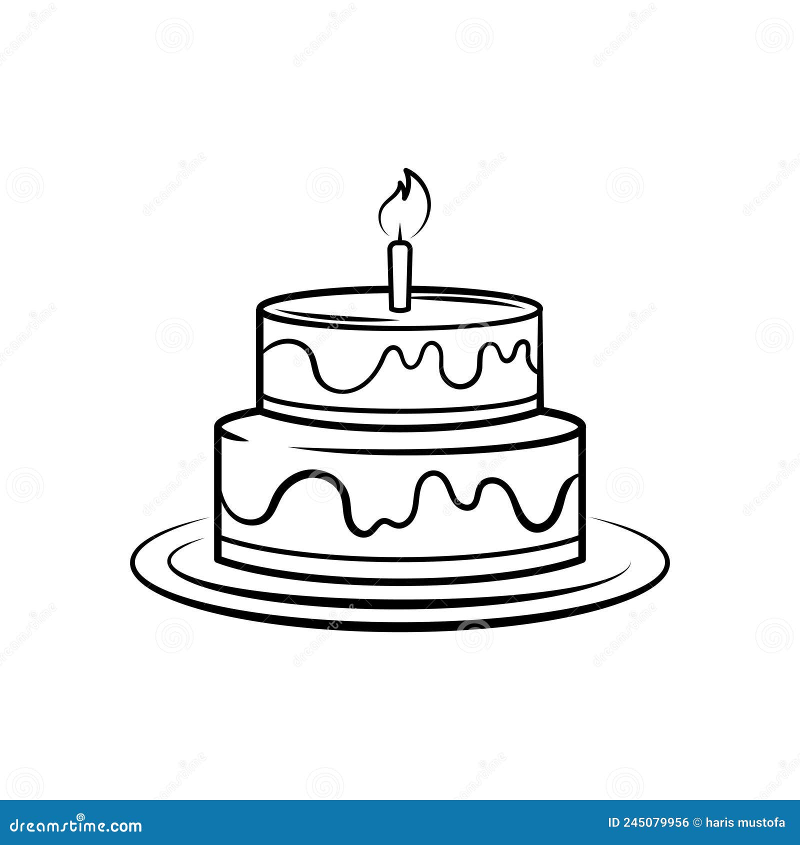 Birthday Cake Line Art Illustration Icon Design Template Vector Stock ...