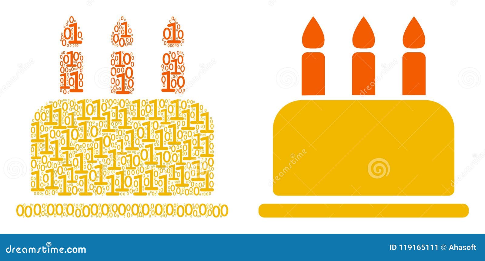 Birthday Cake Mosaic of Binary Digits Stock Vector - Illustration of celebrate, event: 119165111