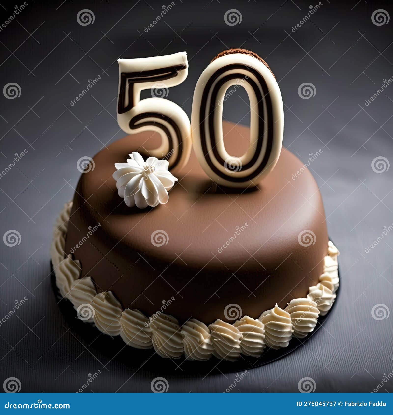 Golden Milestone: a Delectable 50th Birthday Cake.Generative AI Stock ...