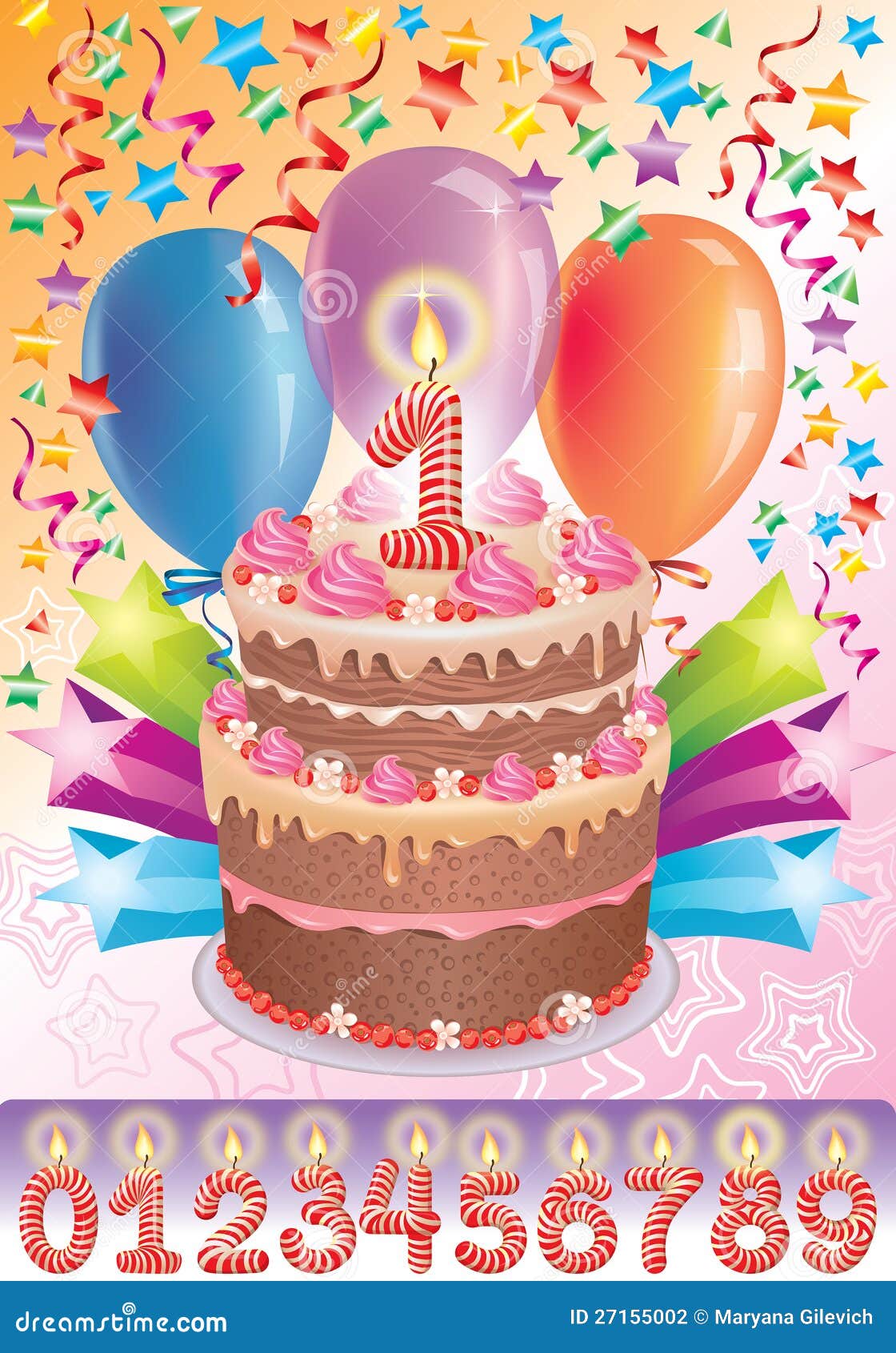 Birthday Cake with the Number Age Stock Vector - Illustration of party ...