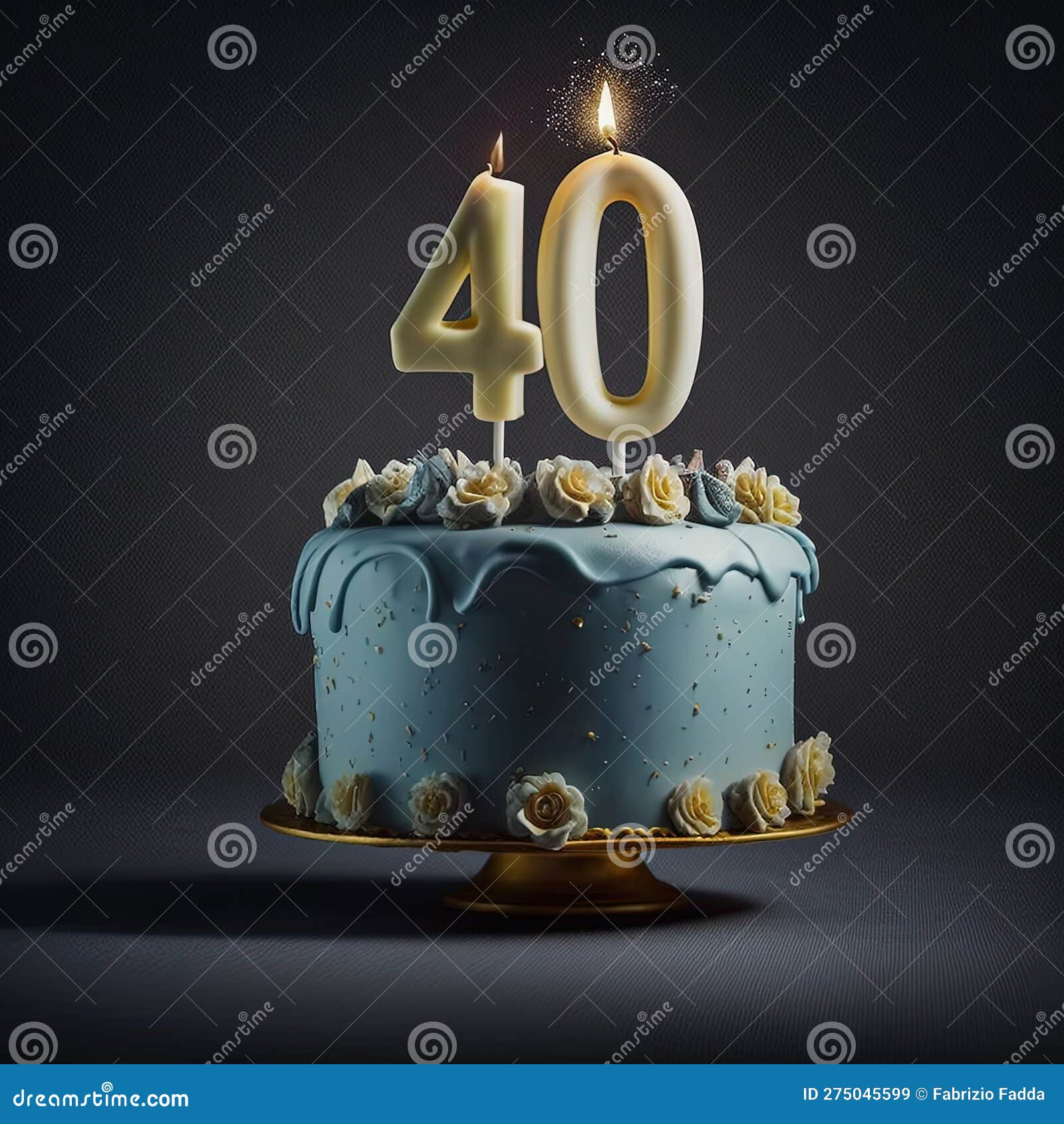 Golden Milestone: a Delectable 40th Birthday Cake.Generative AI Stock ...