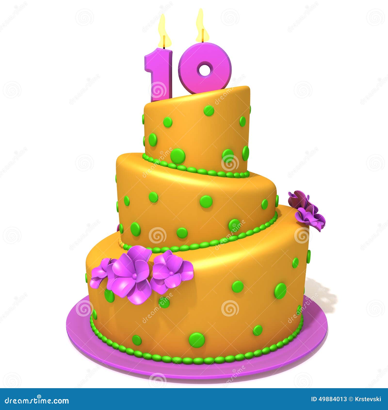 Birthday Cake with Number Ten 3d Illustration Stock Illustration ...