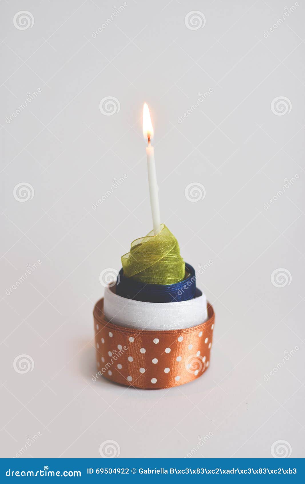 Birthday Cake with One Candle Stock Photo - Image of flame, decorative ...