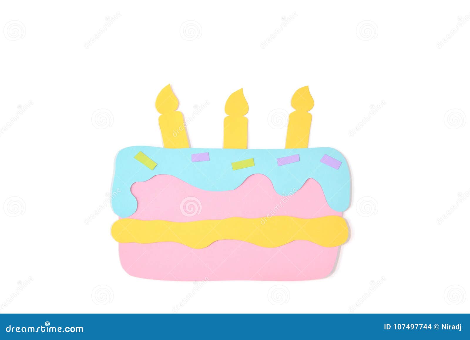 Birthday Cake Paper Cut on White Background Stock Photo - Image of ...
