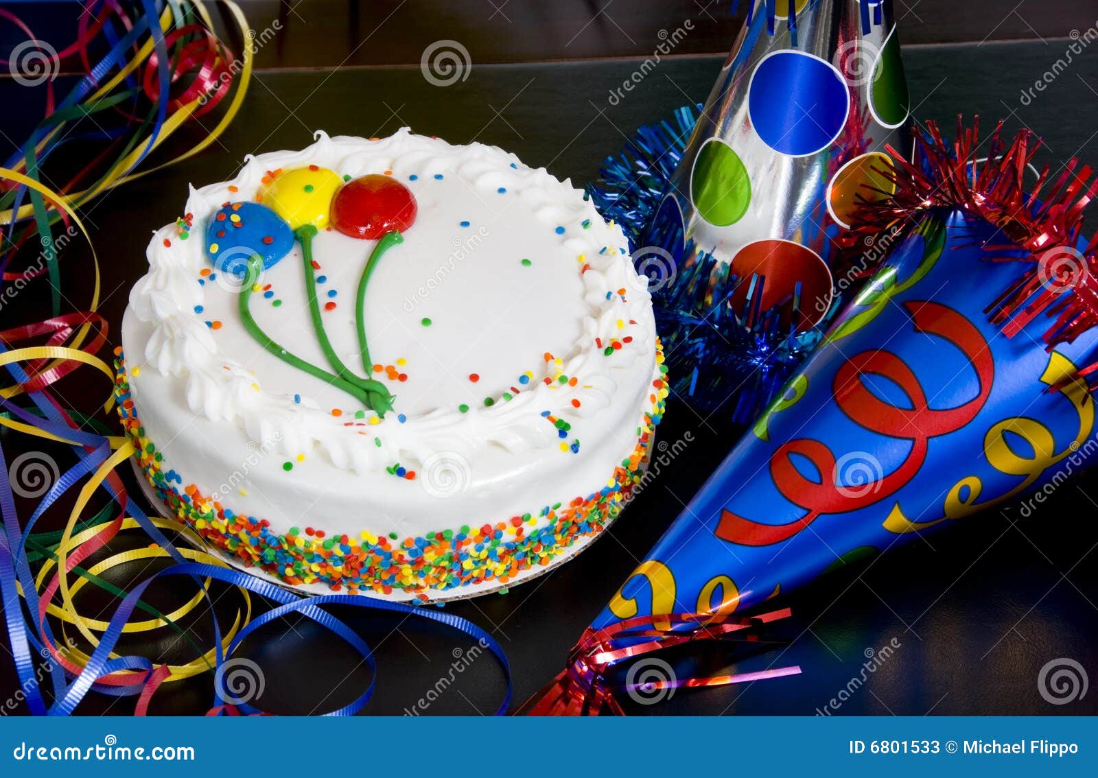 Birthday Cake and Party Hats Stock Image - Image of cake, celebrate ...