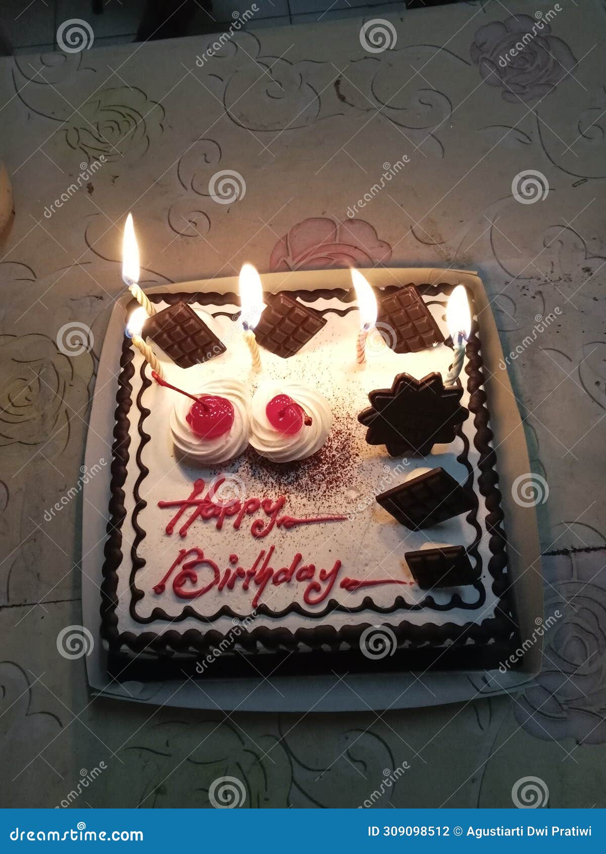 Birthday Cake Ready To Celebrate at Night Stock Photo - Image of ready ...