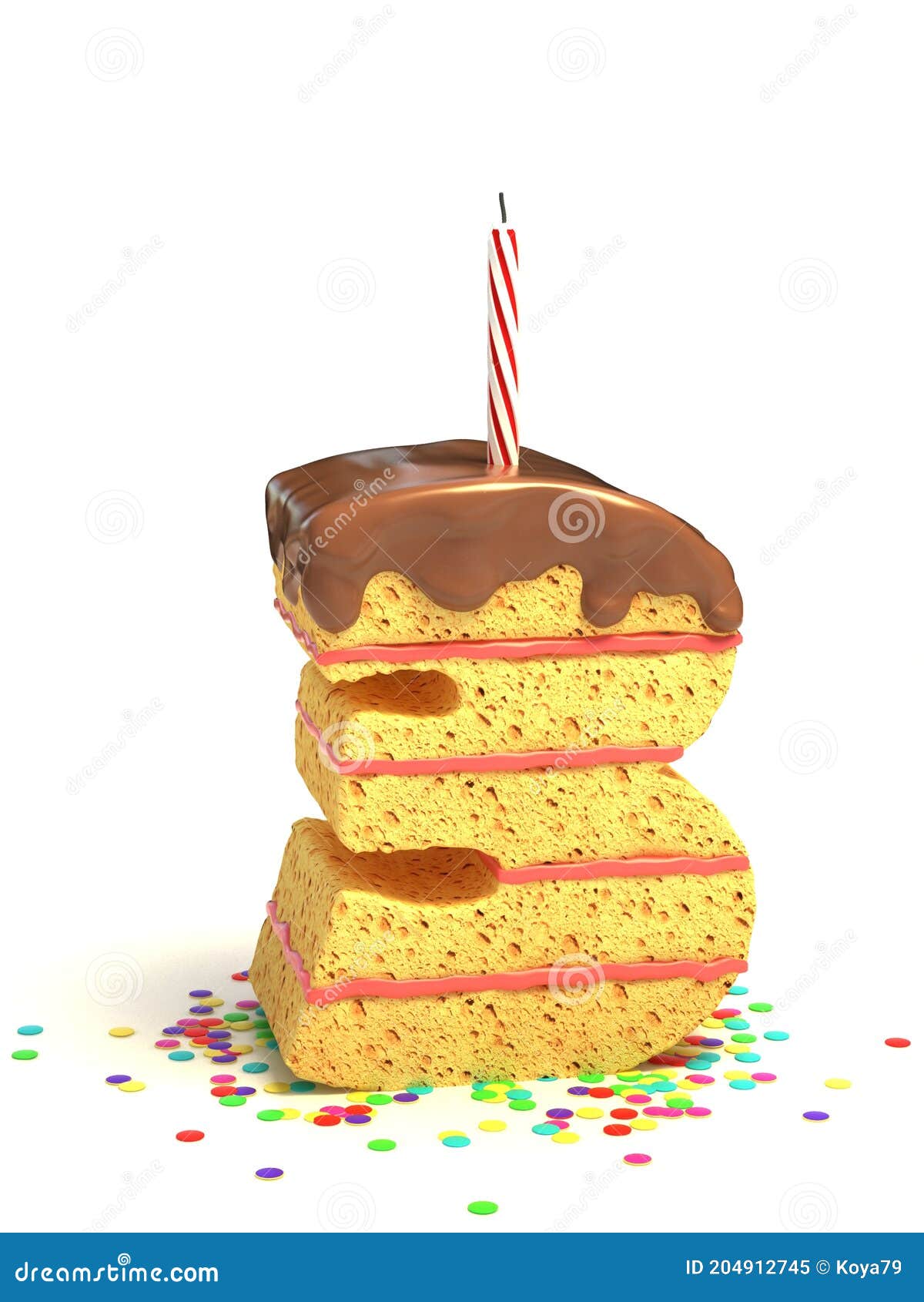 Birthday Cake in a Shape of Number 3 Stock Illustration - Illustration ...
