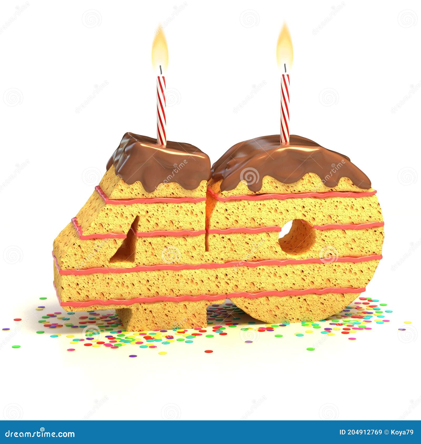 Birthday Cake in a Shape of Number 40 Stock Illustration - Illustration ...
