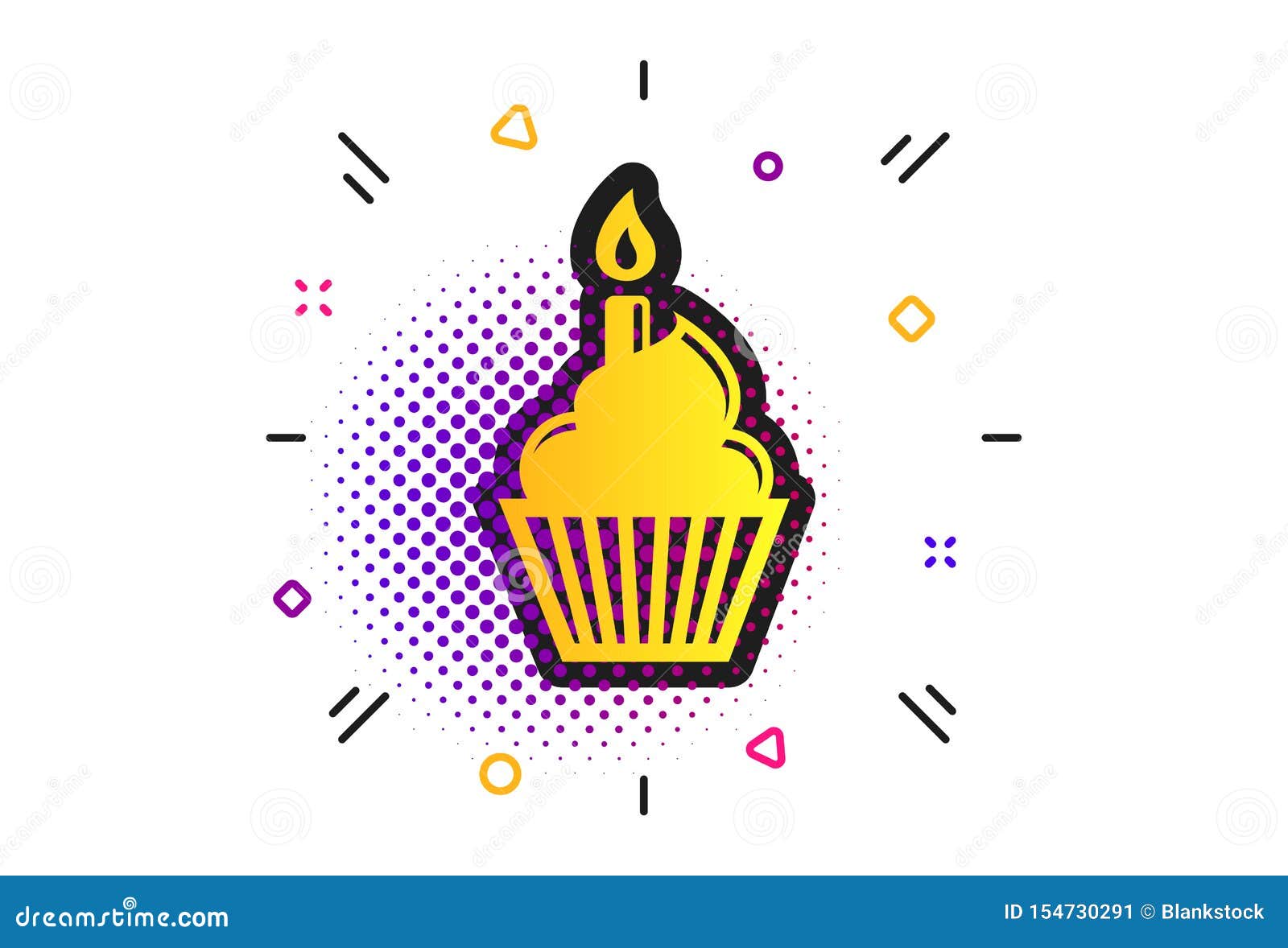 Birthday Cake Sign Icon. Burning Candle Symbol. Vector Stock Vector ...