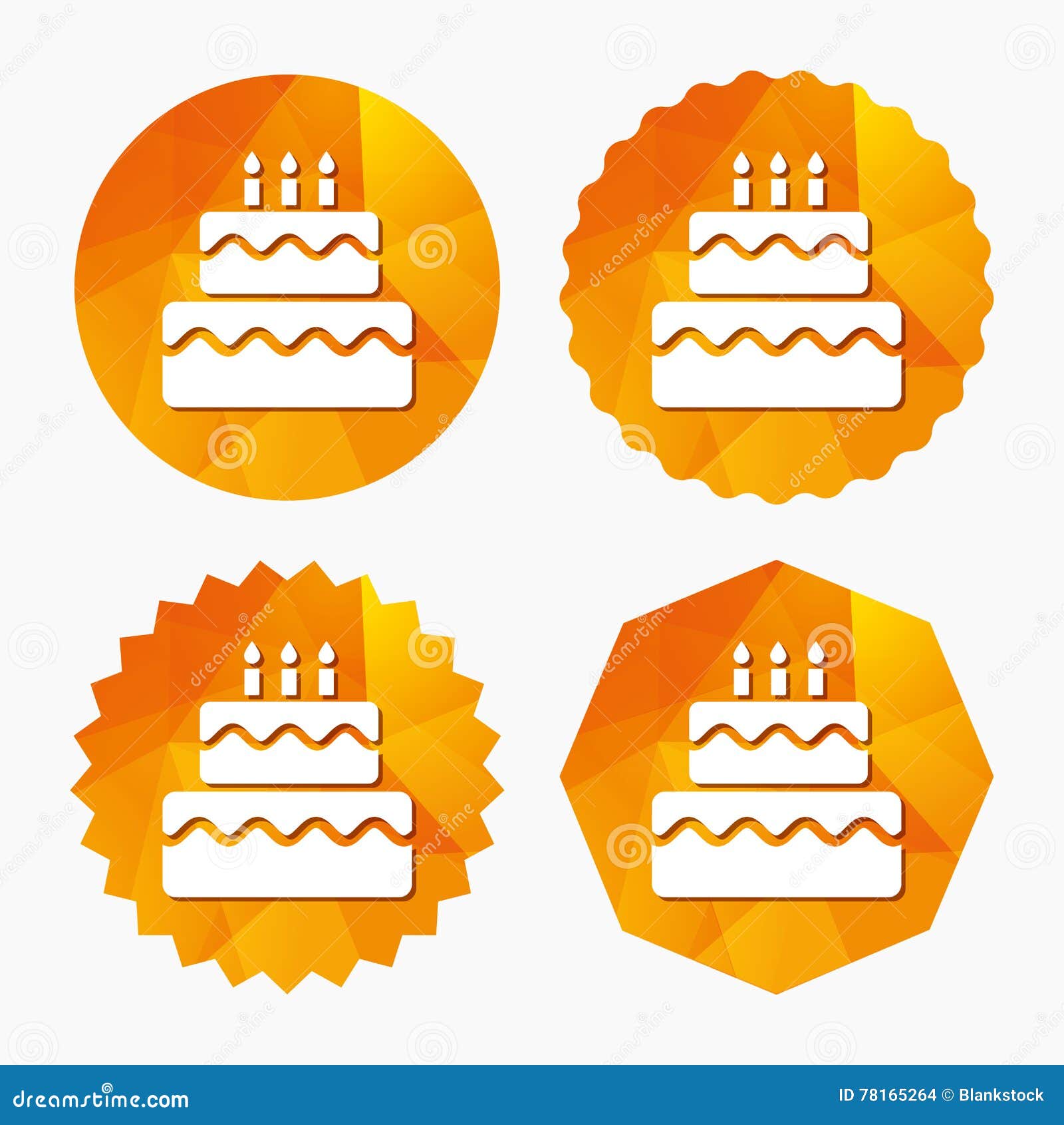 Birthday Cake Sign Icon. Burning Candles Symbol. Stock Vector ...