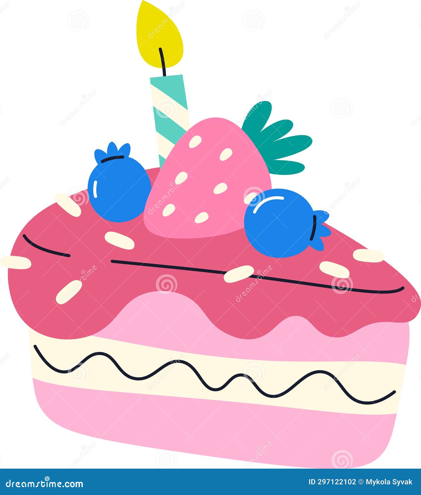 Birthday Cake Slice stock illustration. Illustration of frosting ...