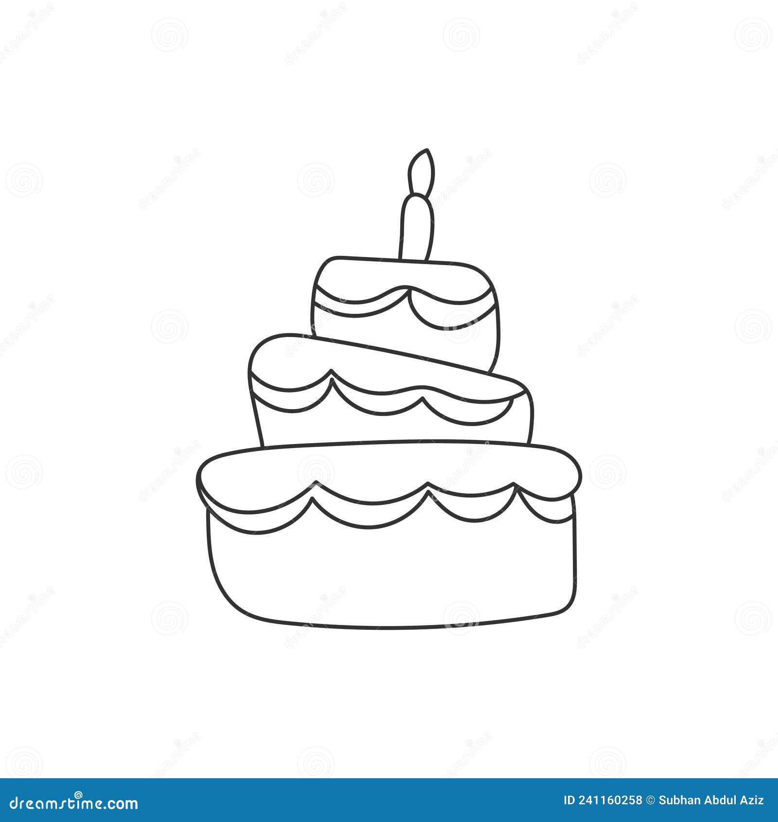 Birthday Cake with Small Candles Hand Drawn Illustration Stock Vector ...