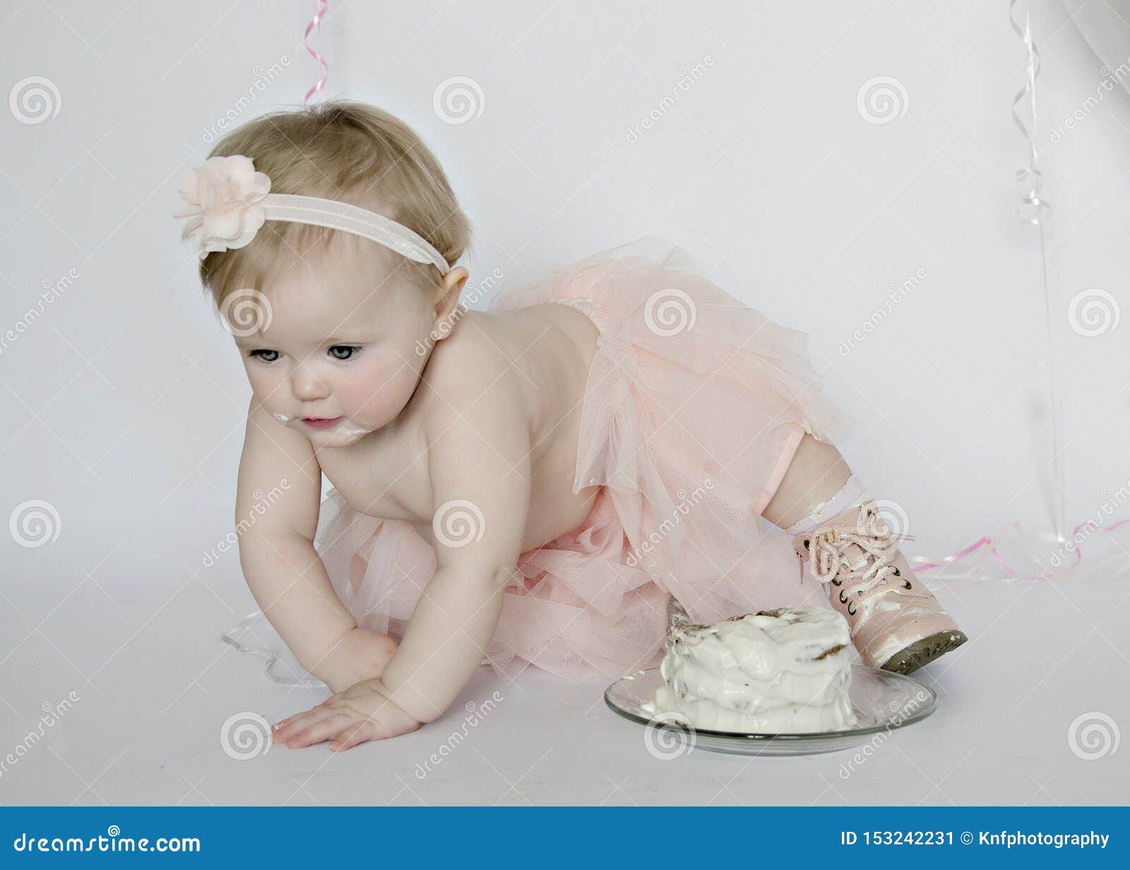Birthday Cake Smash Gets Messy! Stock Image - Image of laces, icing ...