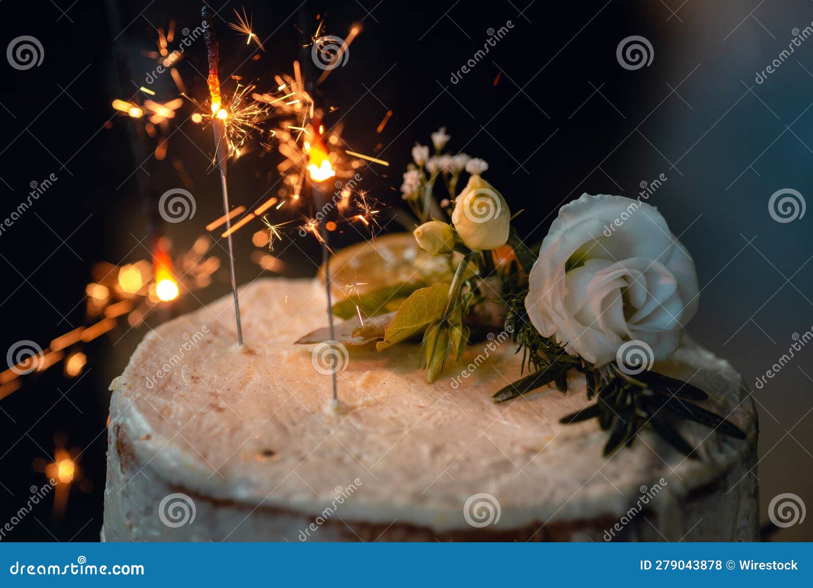 Birthday Cake with Sparklers Stock Photo - Image of special, yummy ...