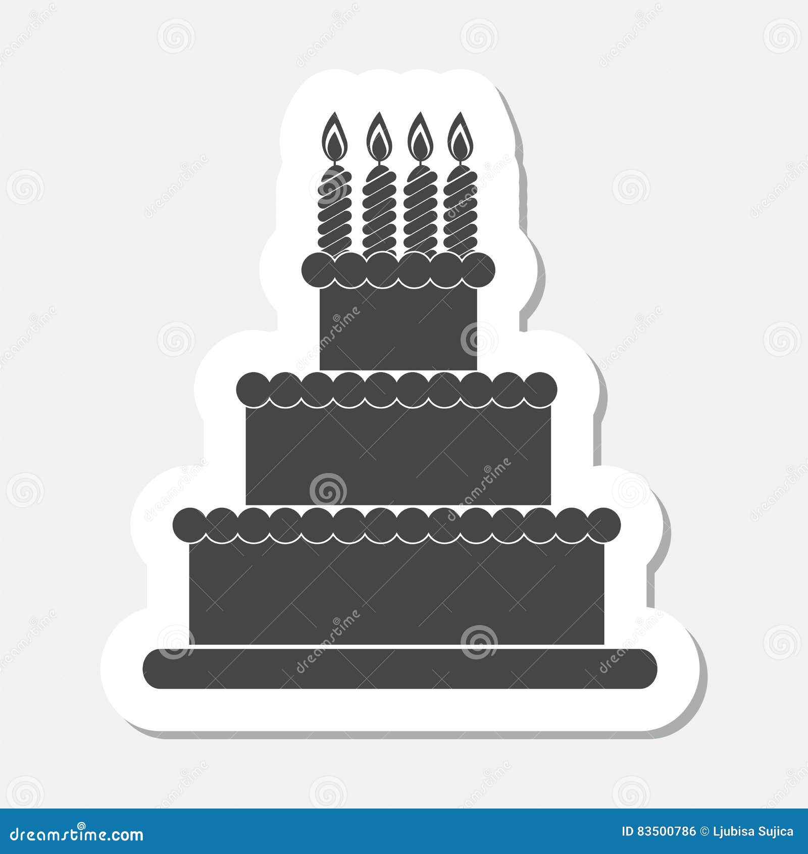 Birthday cake sticker stock vector. Illustration of decoration - 83500786
