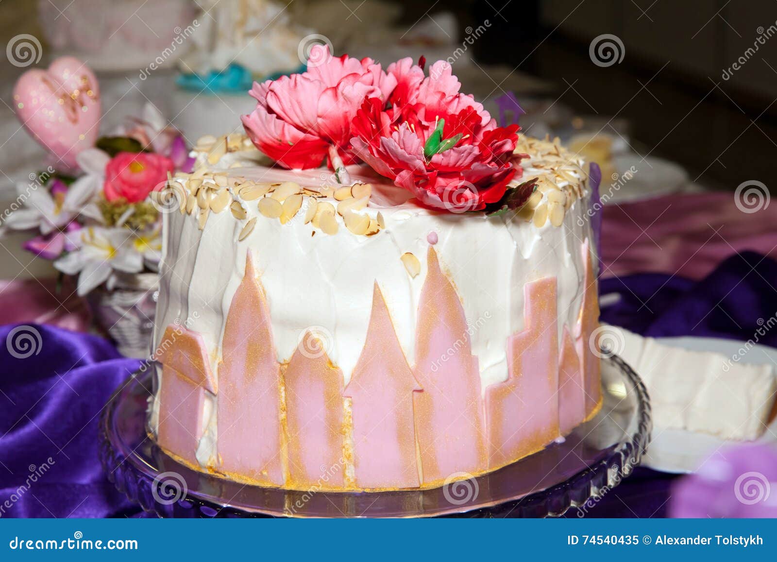Birthday cake on the table stock image. Image of frosting - 74540435