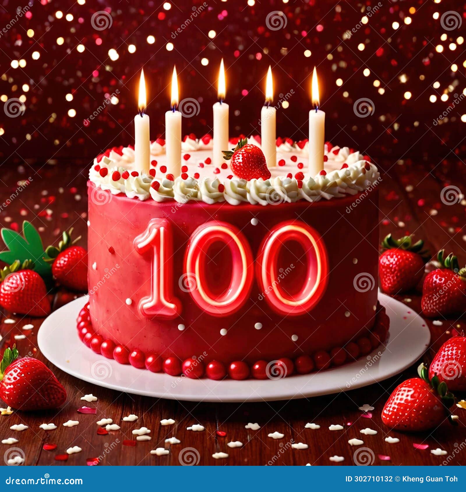 Birthday Cake with Text Writing of 100 Stock Illustration ...