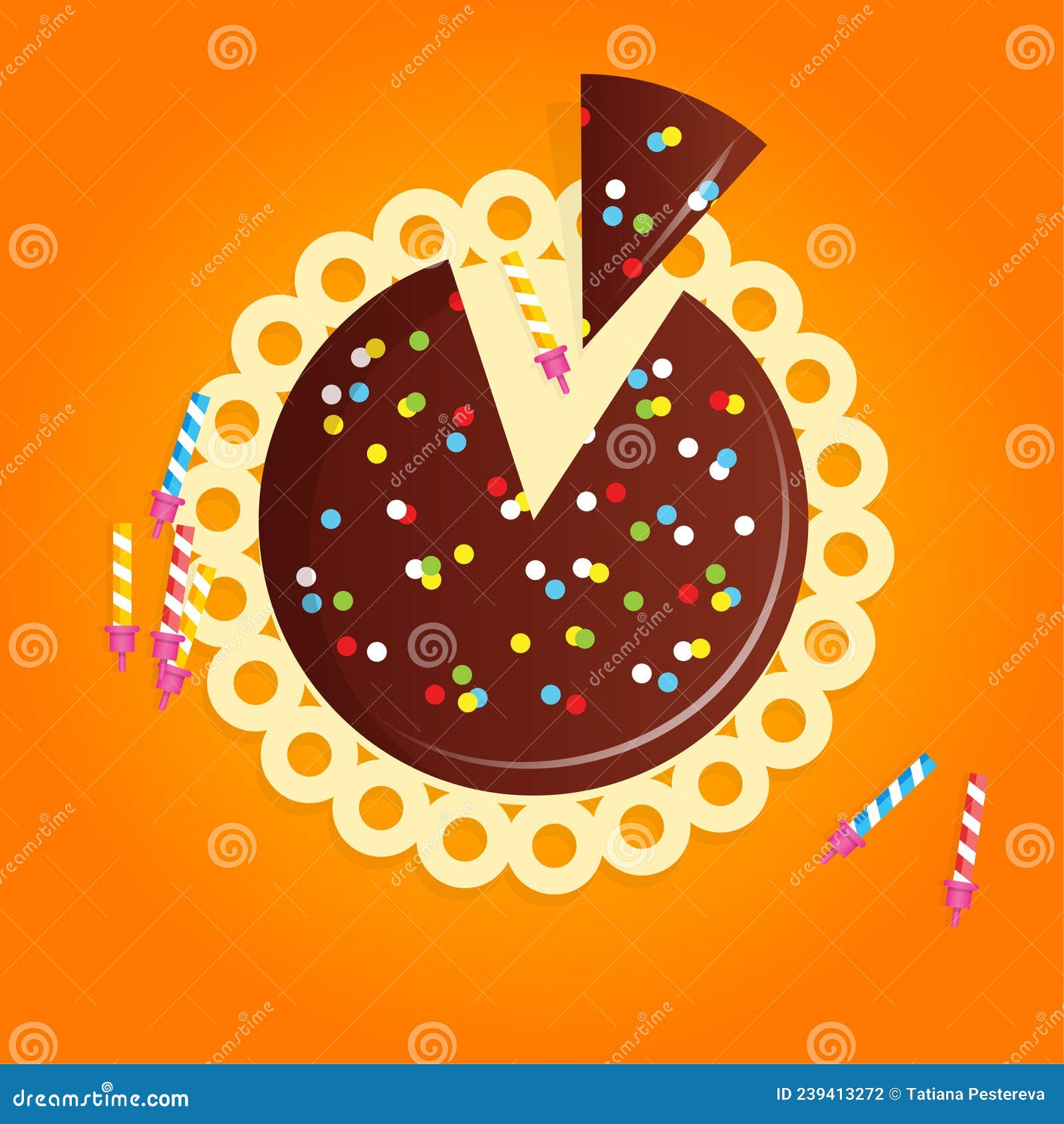 Birthday cake top view stock vector. Illustration of orange - 239413272