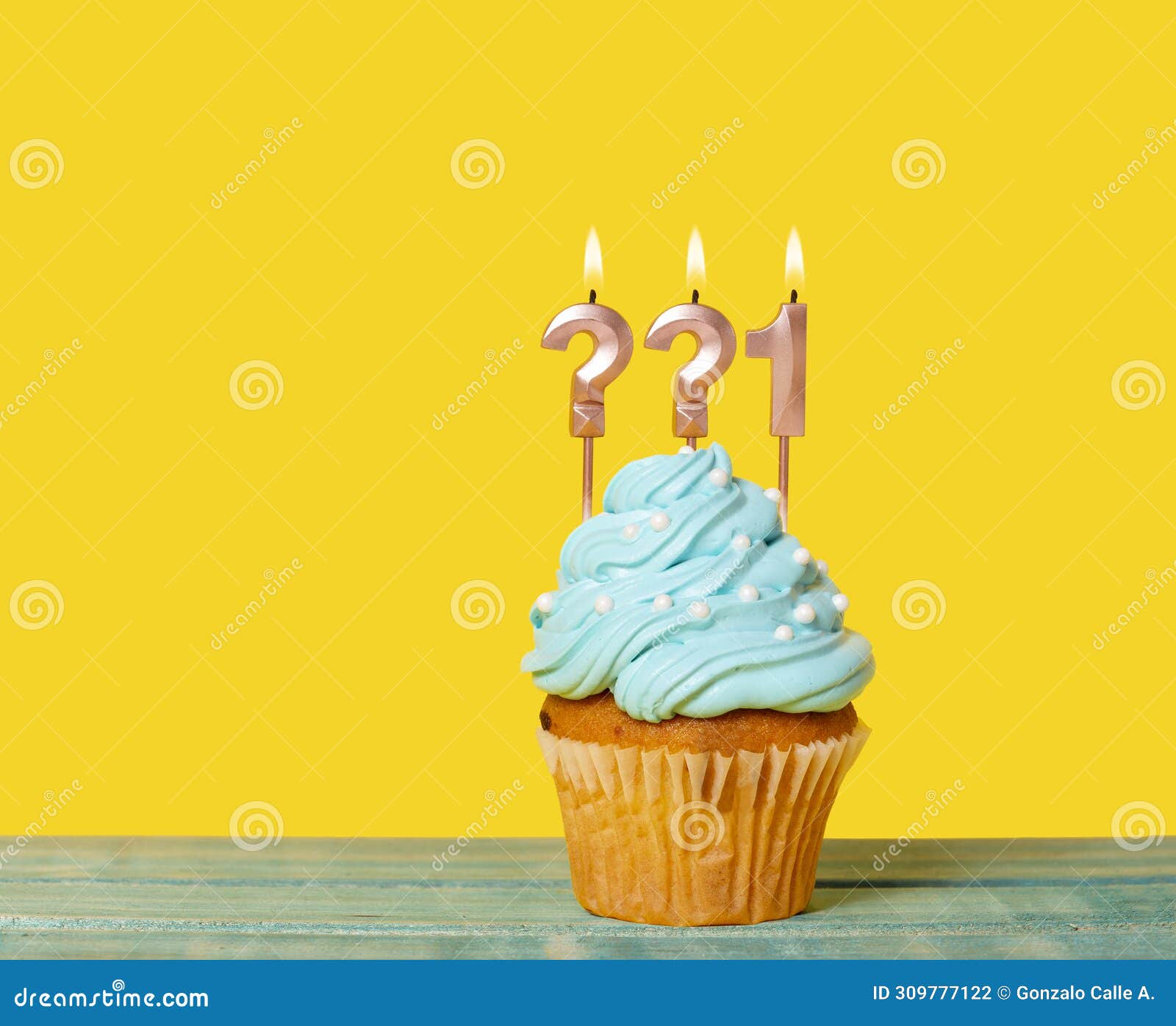 Birthday Cake with Two Candle Question Mark and Number 1 Stock Photo ...