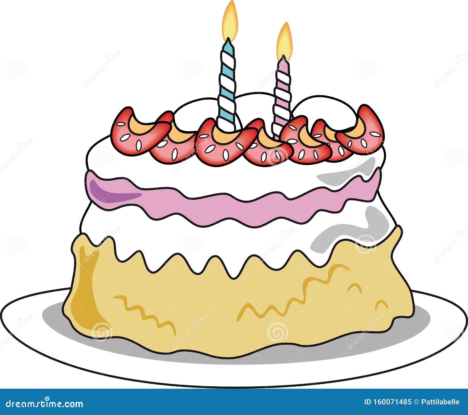 Birthday Cake With Two Candles Stock Vector Illustration Of Marriage