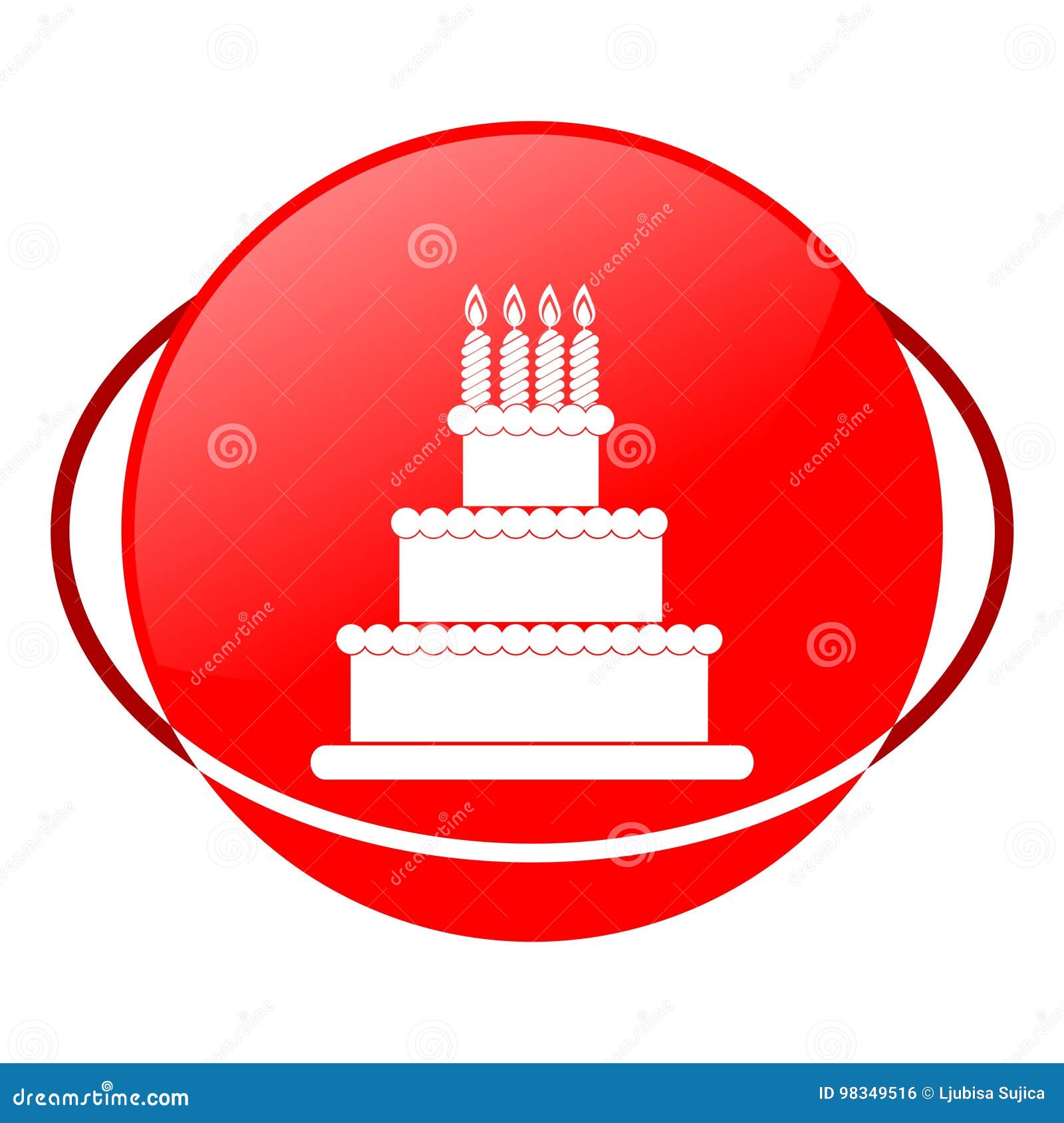 Birthday Cake Vector Illustration, Red Icon Stock Vector - Illustration ...