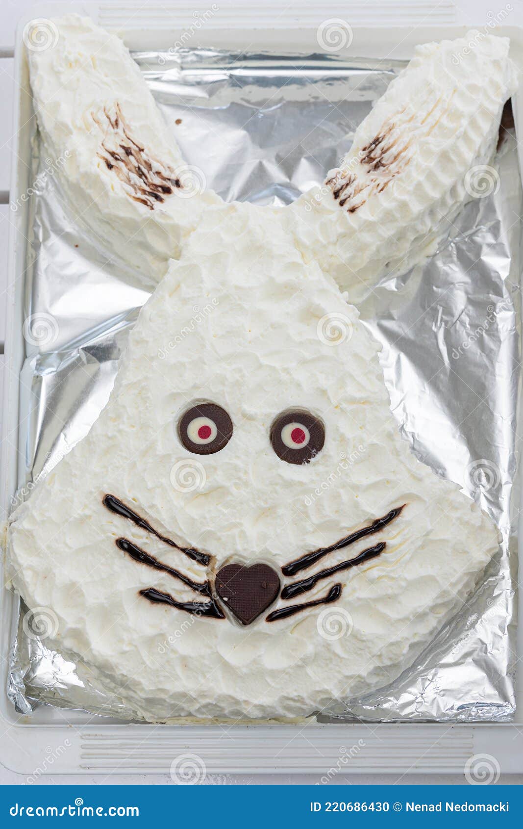 Birthday Cake White Rabbit Shaped Stock Photo - Image of homemade, cake ...